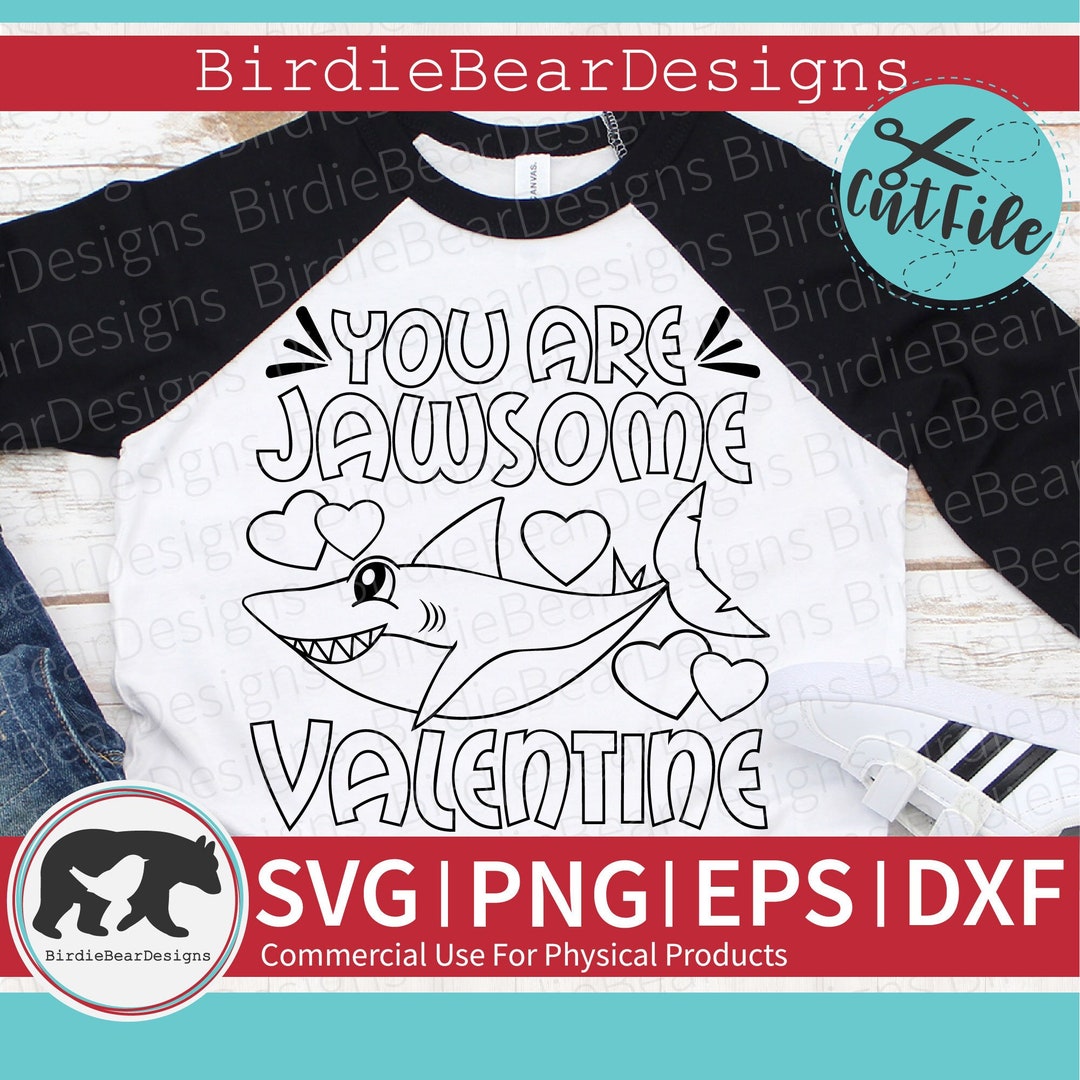 Shark Valentine SVG - Valentines Day Coloring Svg - Shark Valentine ...