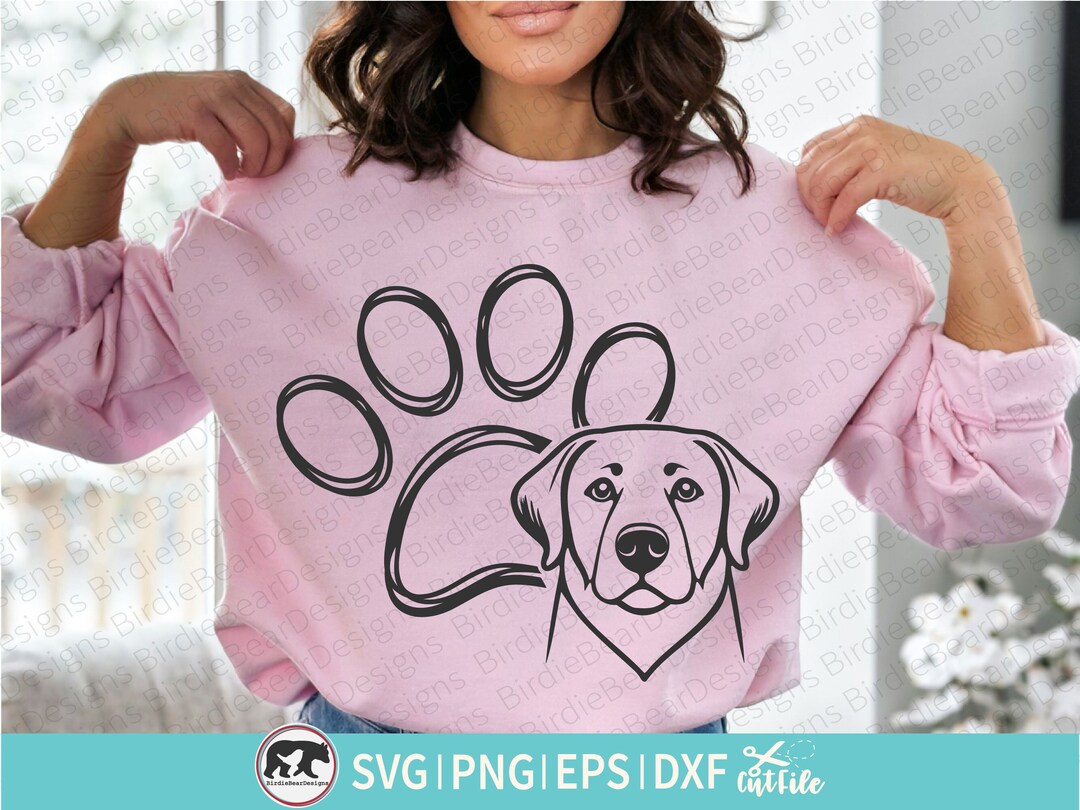 Labrador Svg, Paw Print Svg, Dog Head Outline Svg, Dog Clipart ...