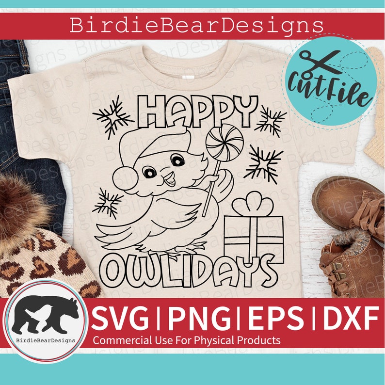 Christmas Coloring Svg, Christmas Owl Svg, Coloring Shirt Svg, Girls ...