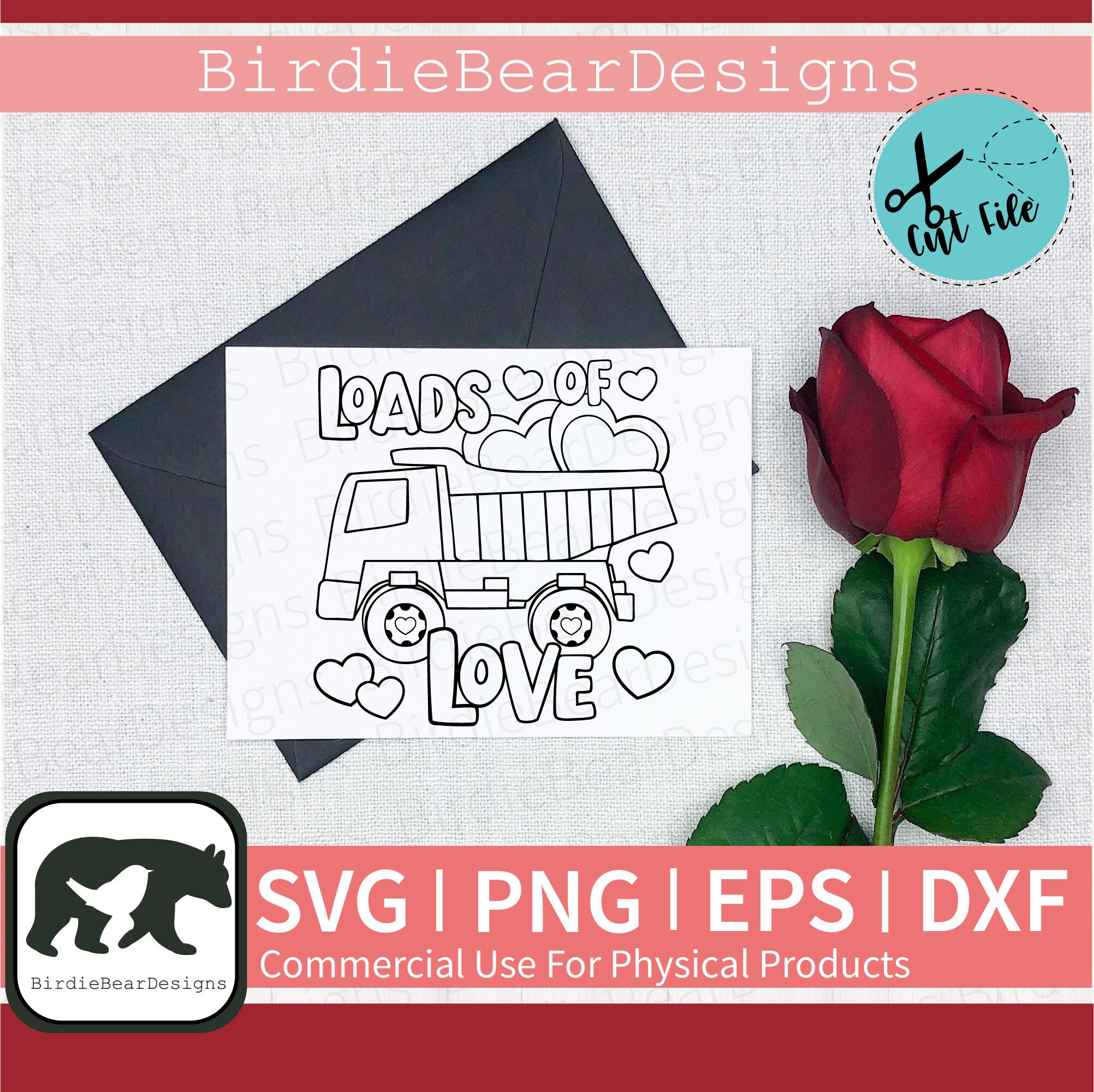 Valentines Truck SVG Valentine Coloring SVG Loads of Love | Etsy