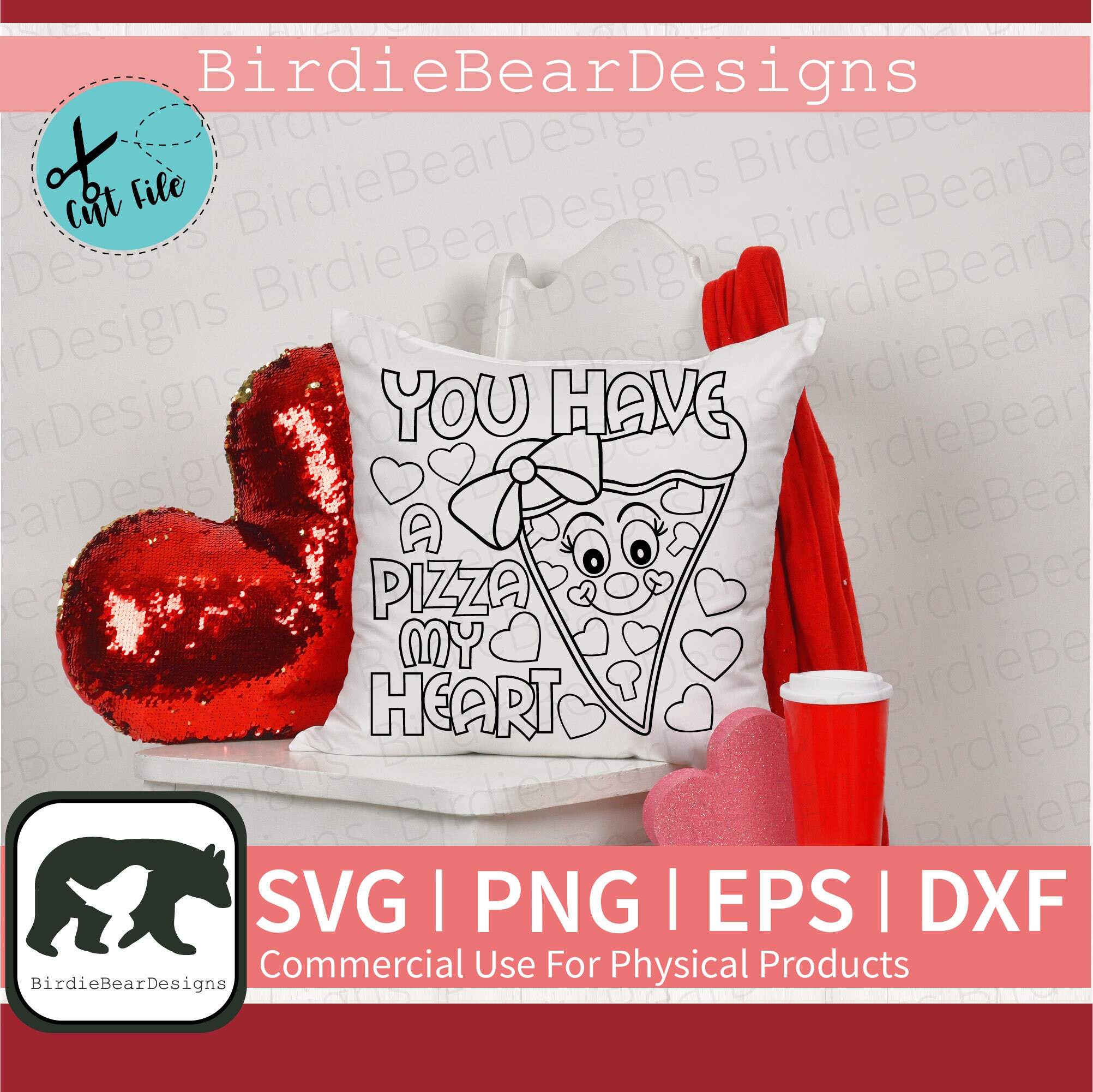 Pizza My Heart SVG Valentines Coloring Svg Pizza Valentine | Etsy
