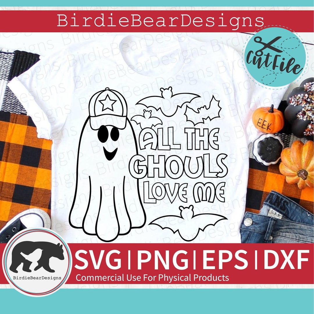 Halloween Coloring Svg All the Ghouls Love Me Svg Cute Ghost - Etsy