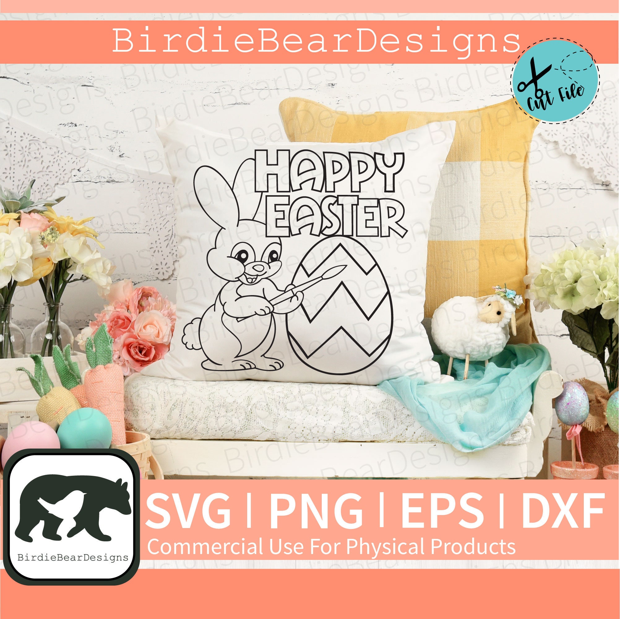 Happy Easter SVG Easter Coloring Svg Kids Easter Svg Easter - Etsy