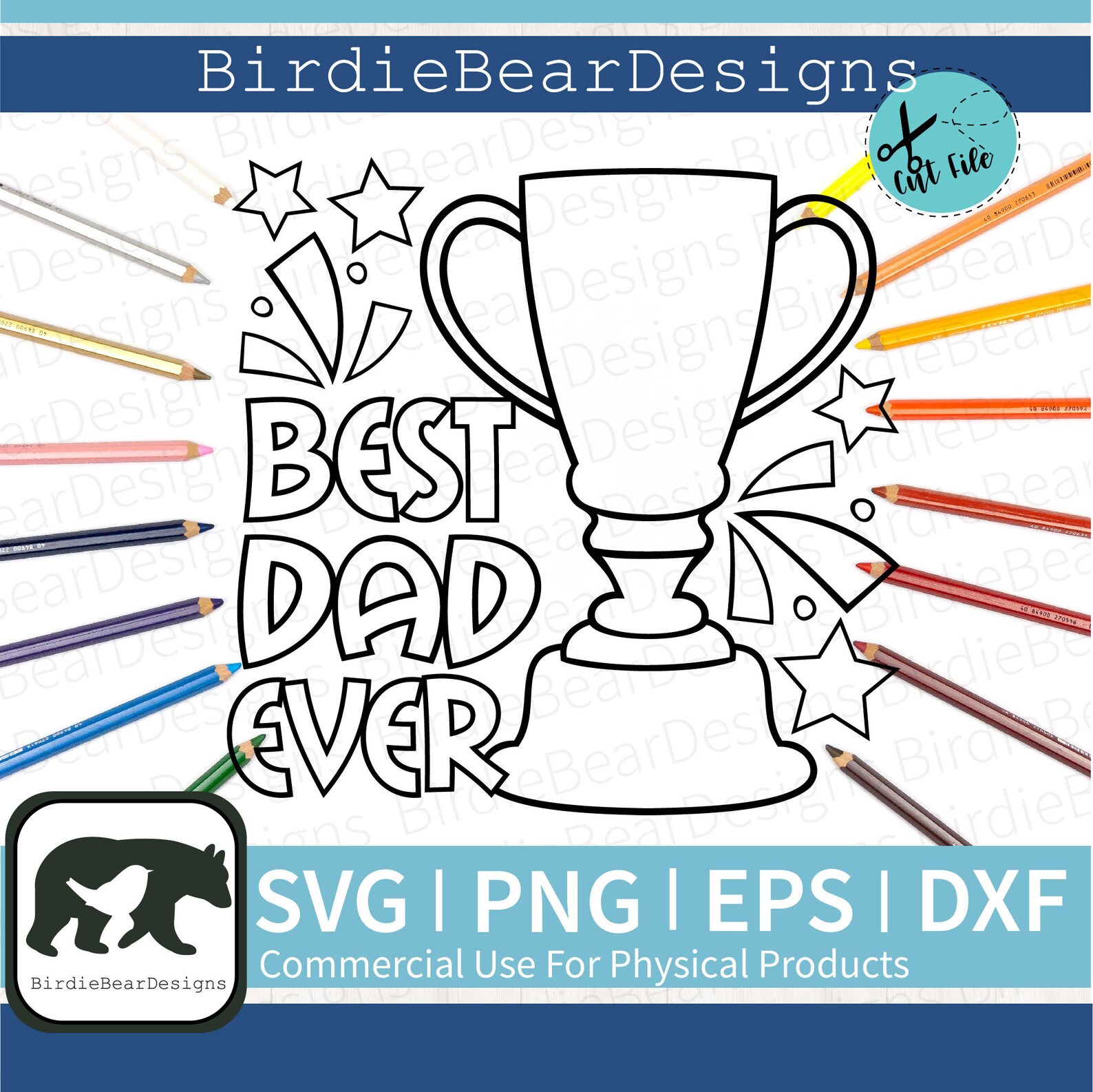 Best Dad Ever SVG Fathers Day Coloring Shirt SVG Trophy Svg - Etsy