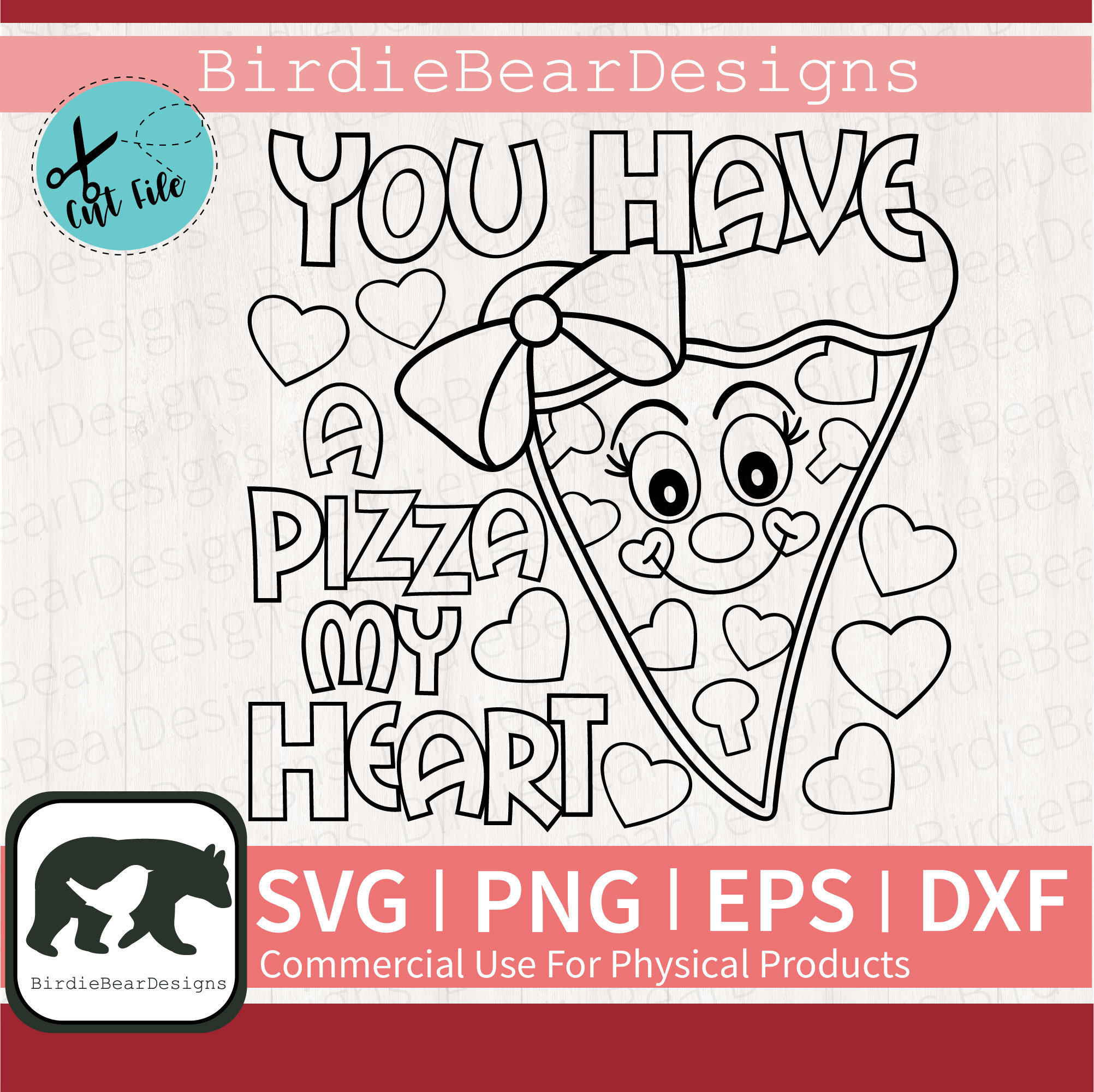 Pizza My Heart SVG Valentines Coloring Svg Pizza Valentine | Etsy