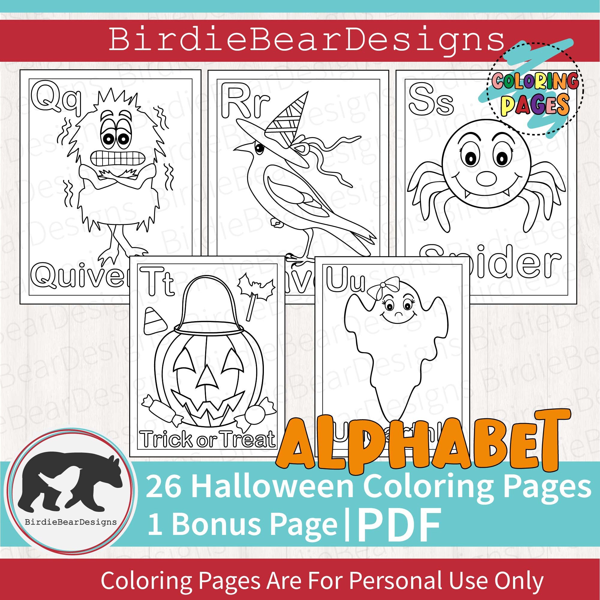 Halloween Coloring Pages Alphabet Coloring Pages Halloween - Etsy