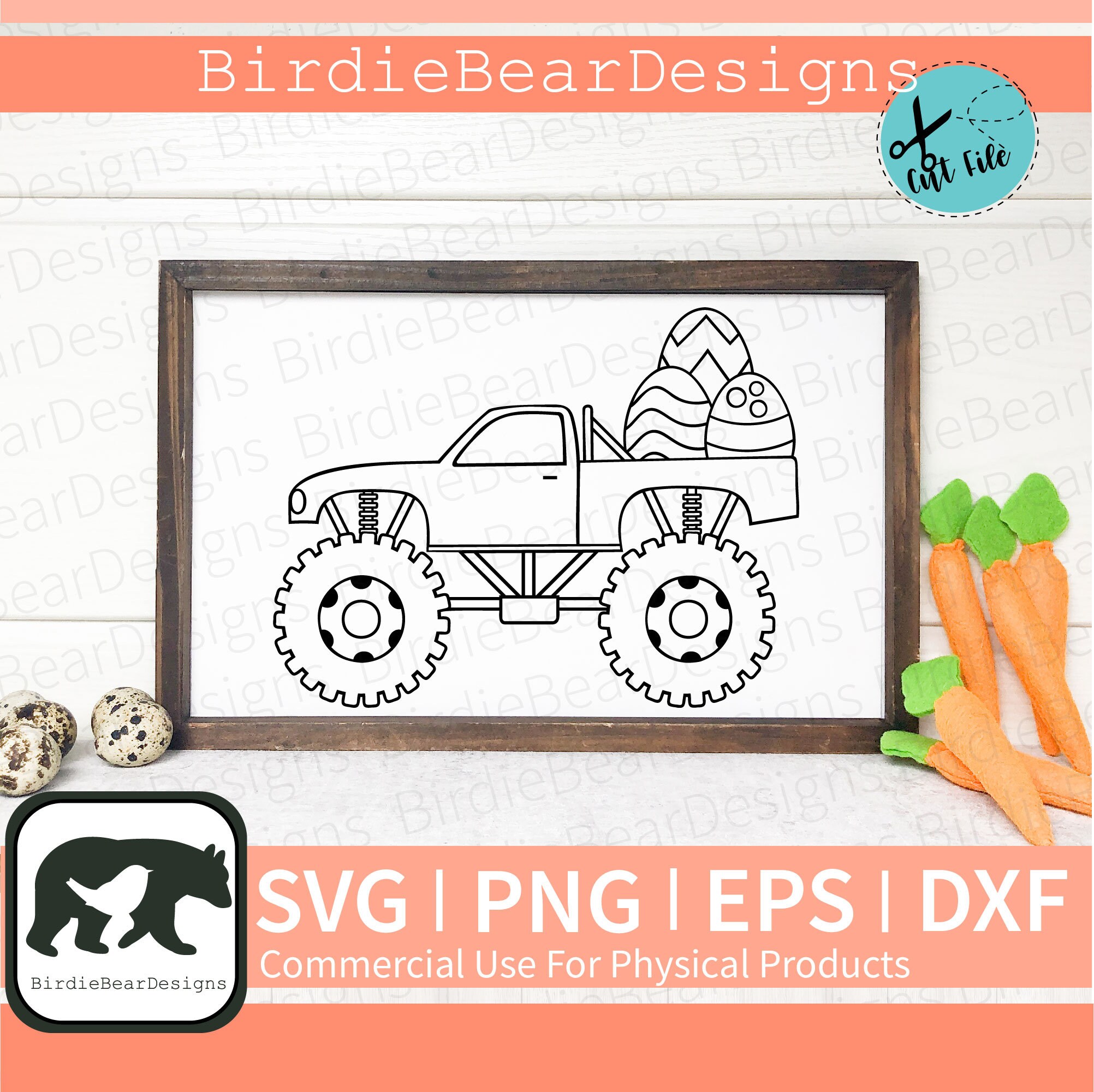 Easter Monster Truck Svg Easter Egg Truck Svg Easter | Etsy
