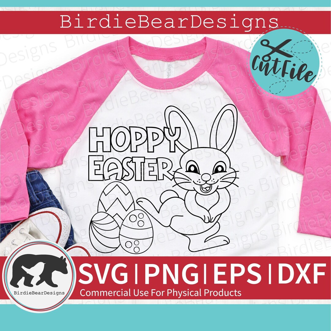 Hoppy Easter SVG, Easter Coloring Svg, Easter Bunny Coloring Svg, Kids ...