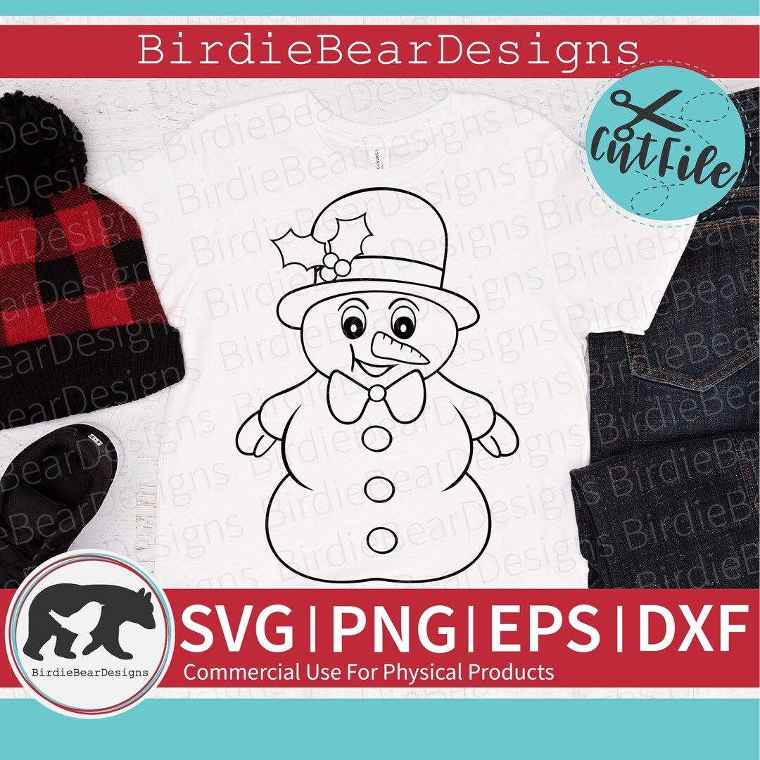 Snowman Outline SVG - Snowman Svg - Cute Snowman Svg - Christmas ...