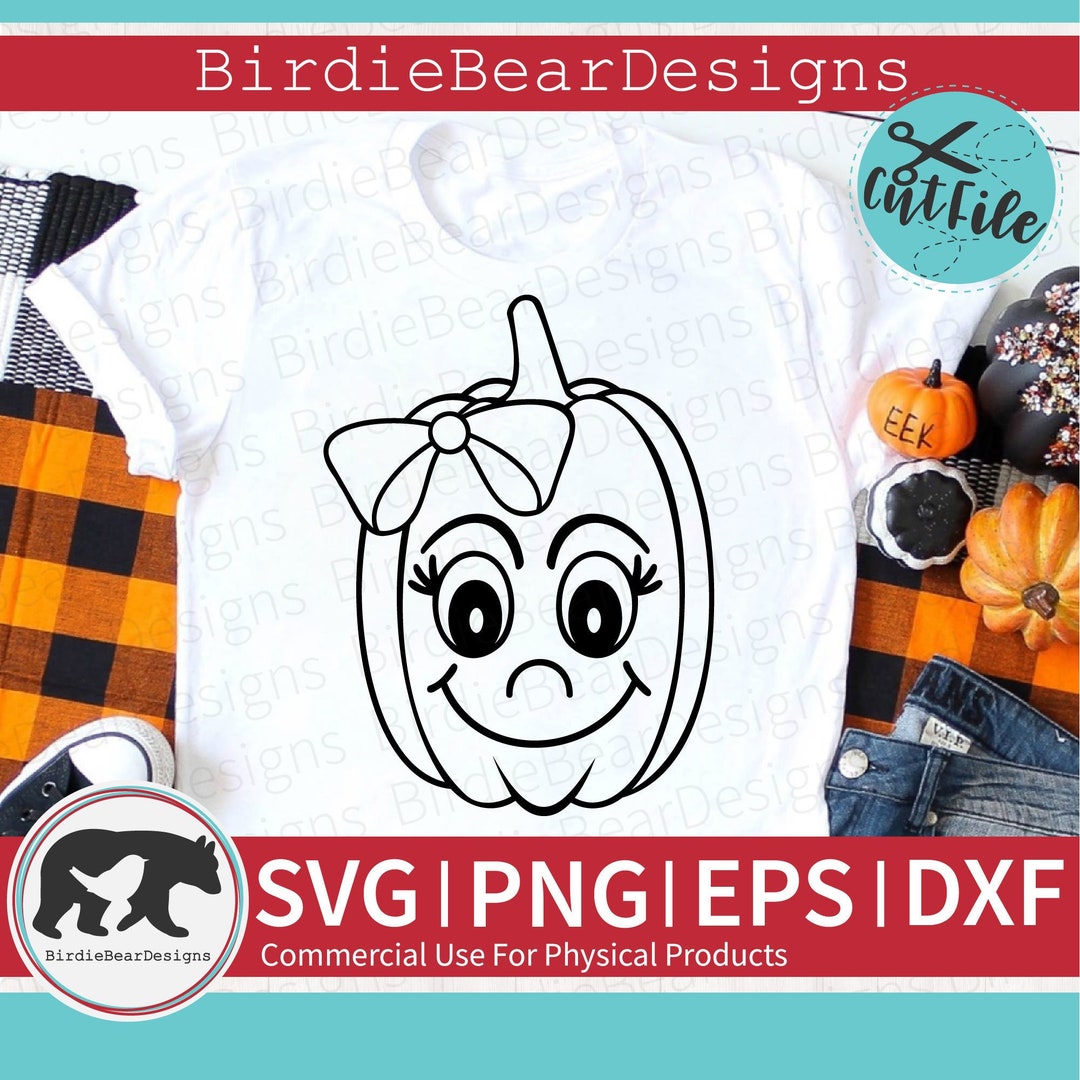 Pumpkin Face Svg, Girl Pumpkin Svg, Cute Pumpkin Svg, Pumpkin Bow Svg ...