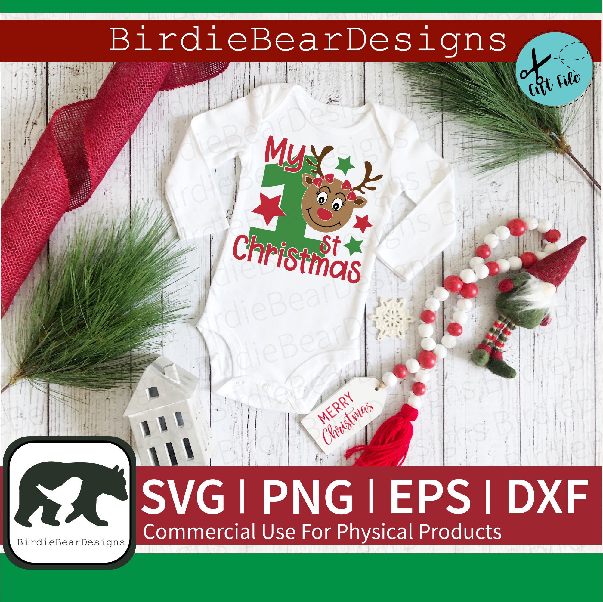 My First Christmas SVG Girl Reindeer Svg My 1st Christmas | Etsy