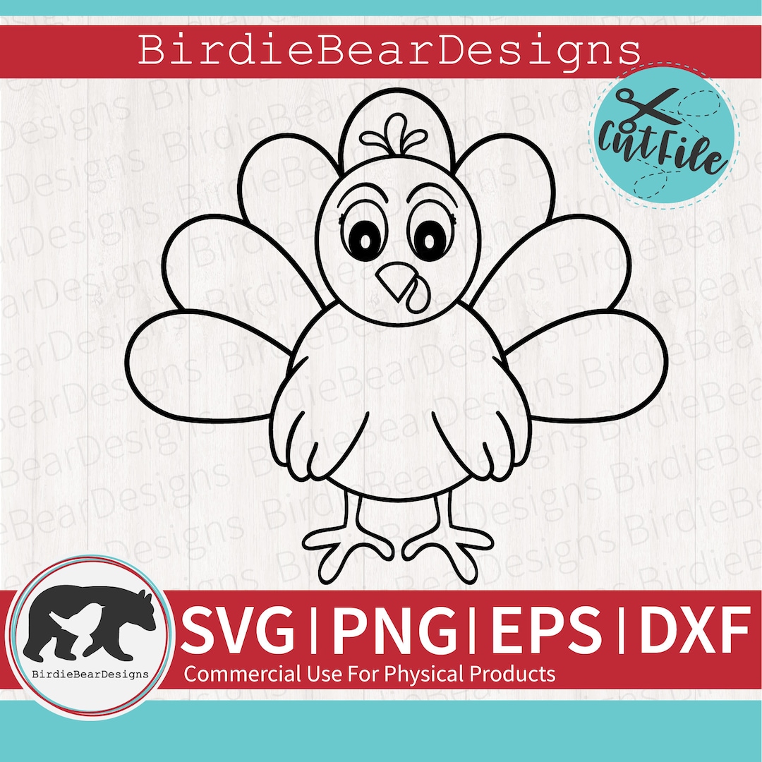 Baby Turkey Svg, Fall Coloring Svg, Turkey Outline Svg, Png, Turkey Svg ...