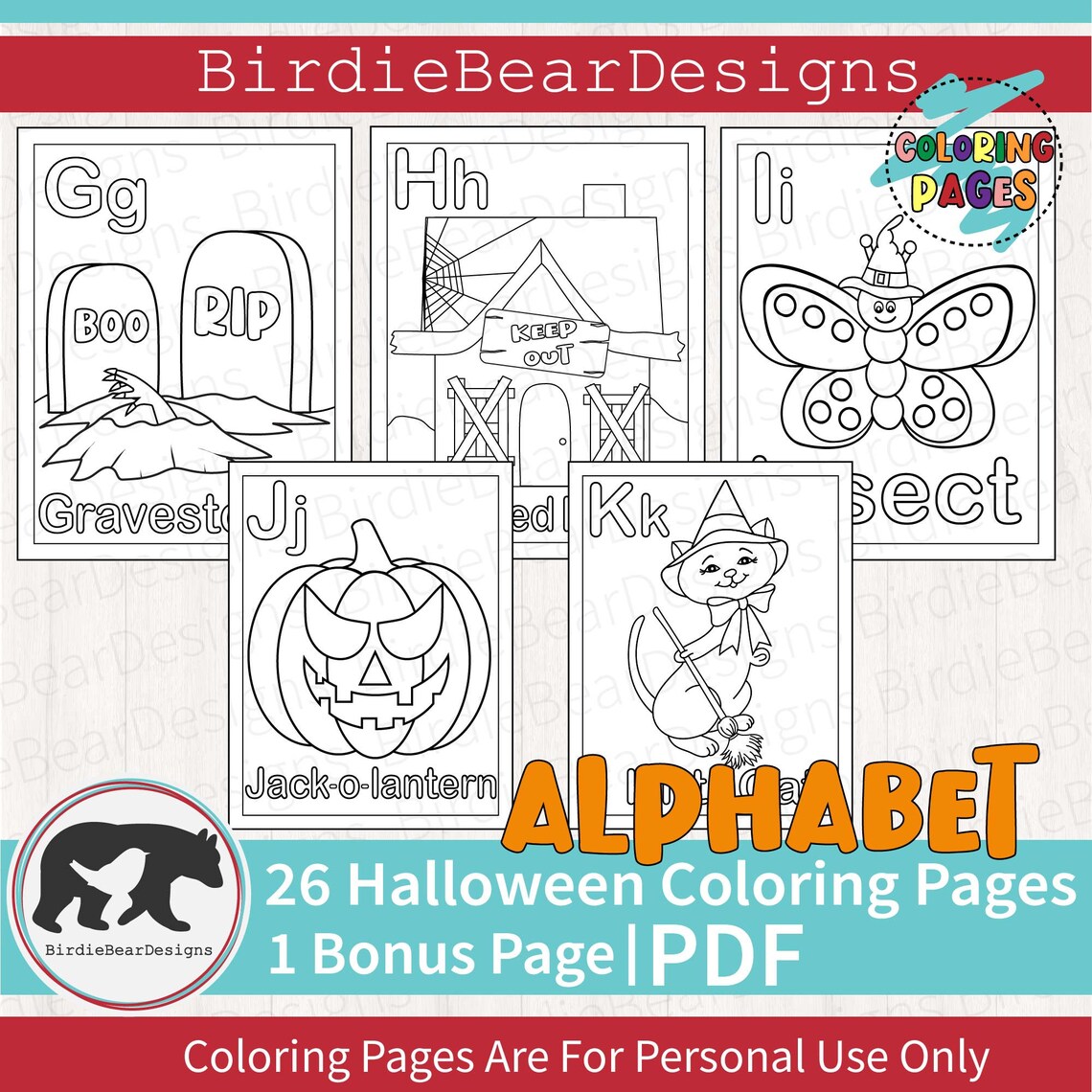 Halloween Coloring Pages Alphabet Coloring Pages Halloween - Etsy