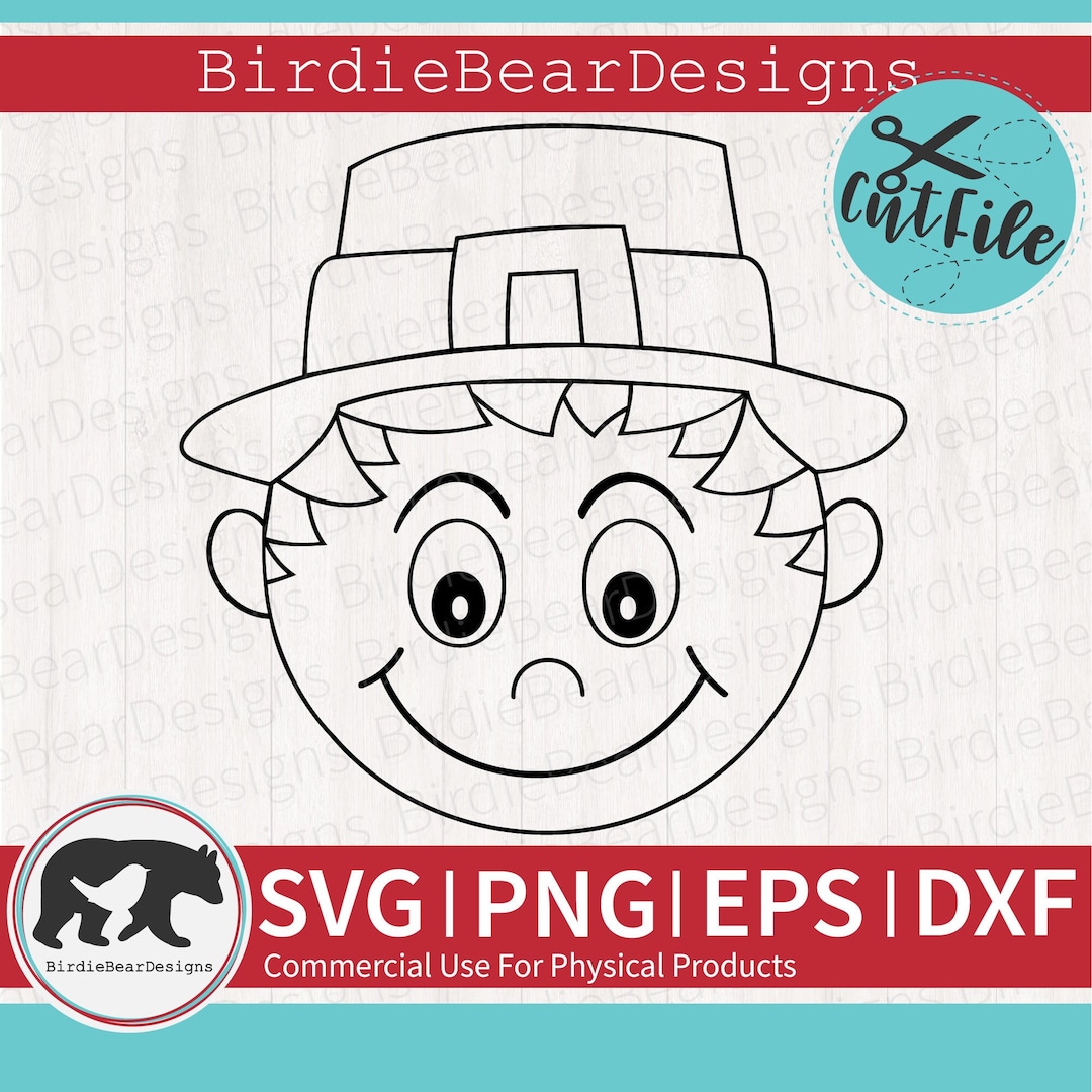 Pilgrim Face SVG Pilgrim Boy Pilgrim SVG Kids Fall SVG Coloring Svg ...