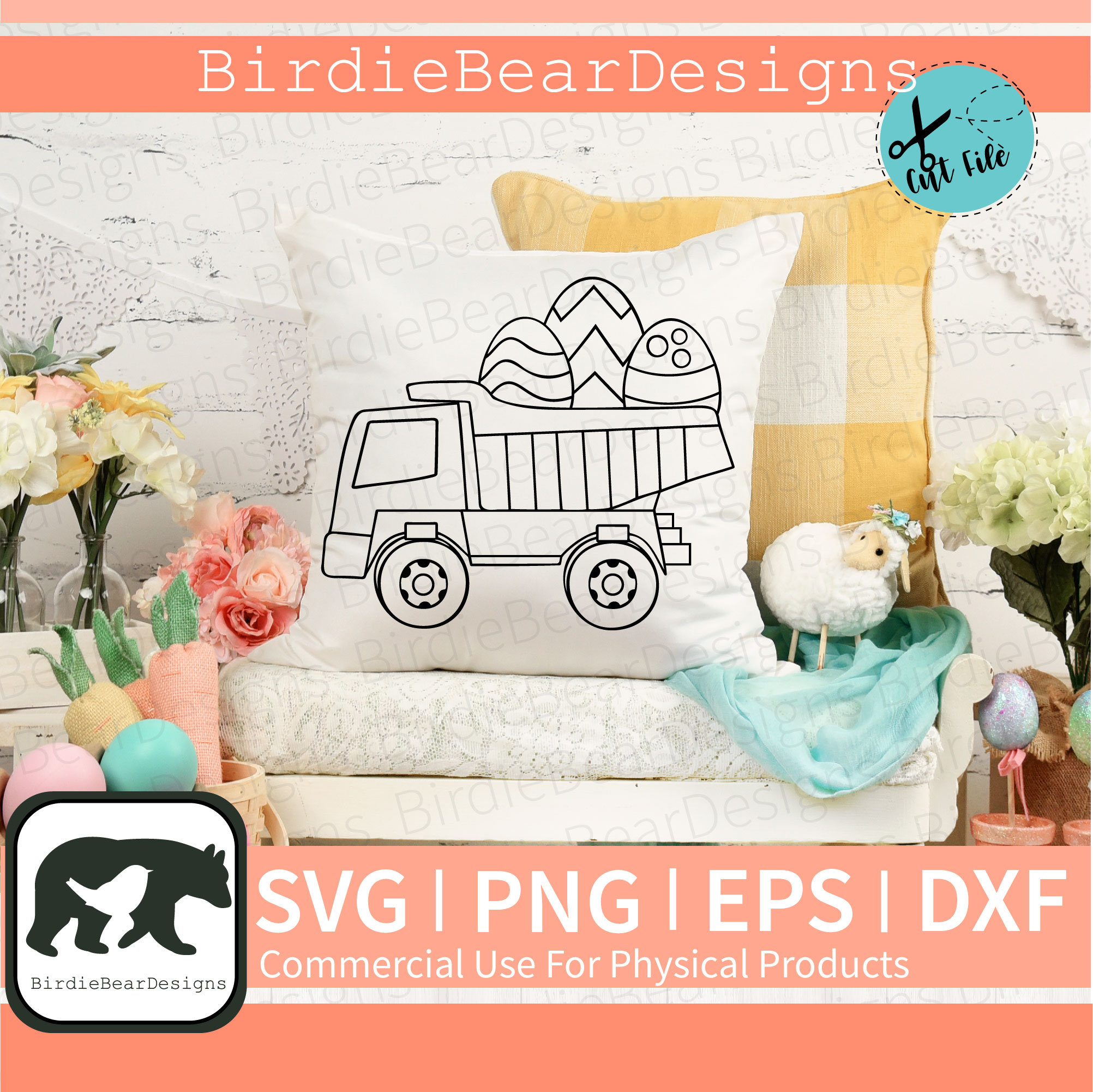 Easter Dump Truck SVG Easter Truck Svg Easter Coloring SVG | Etsy