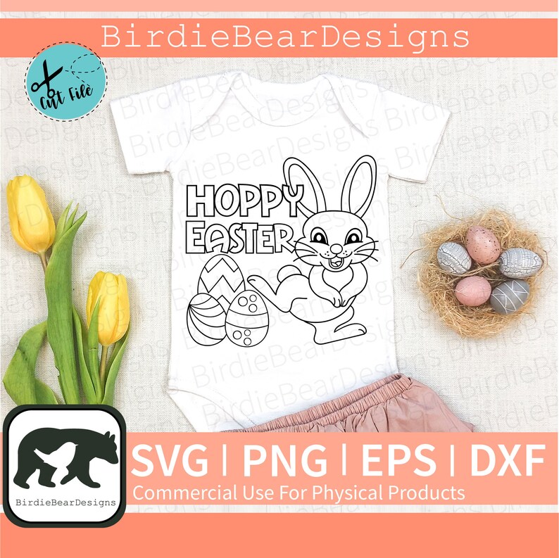 Hoppy Easter SVG Easter Coloring Svg Easter Bunny Coloring | Etsy