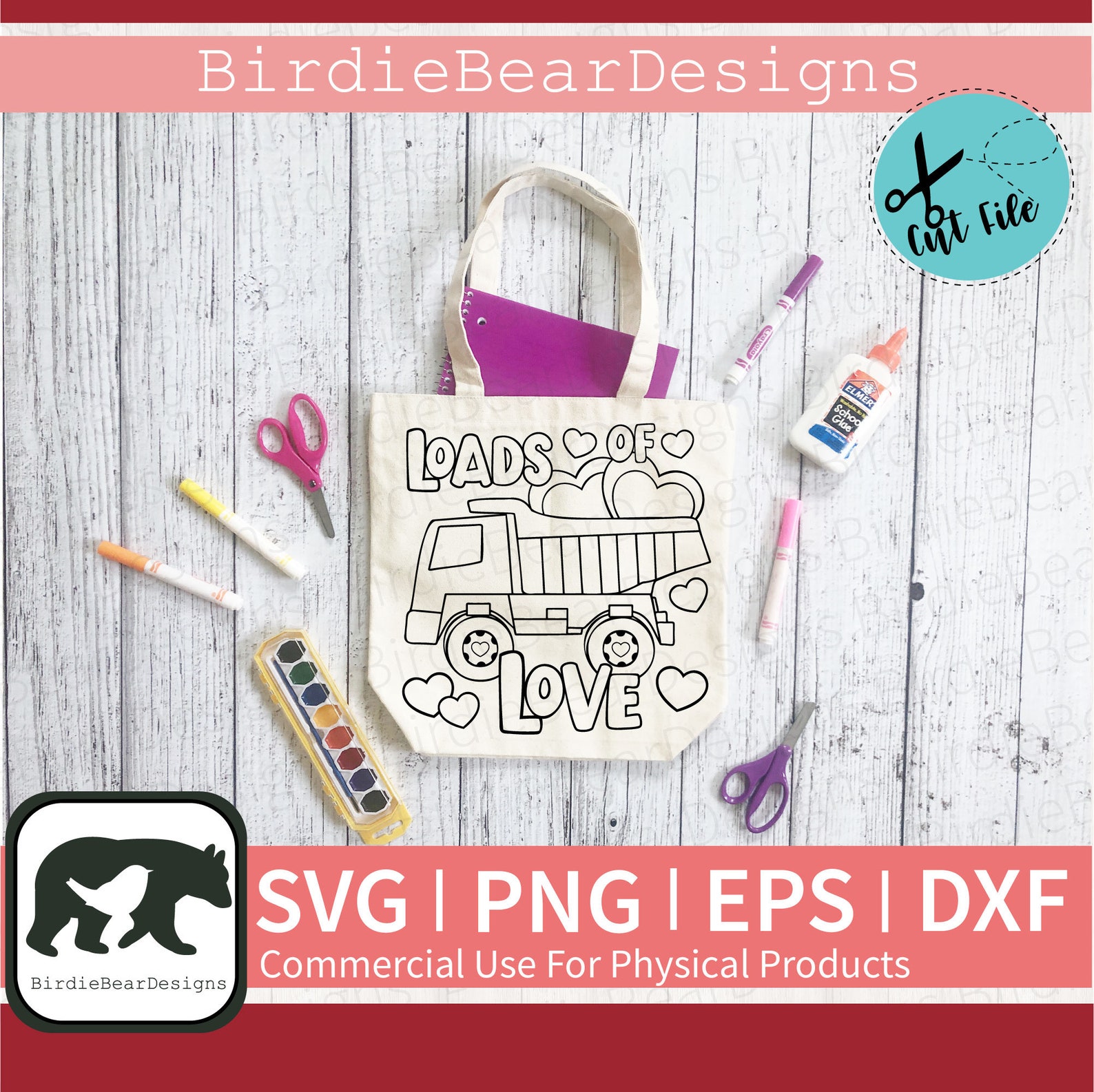 Valentines Truck SVG Valentine Coloring SVG Loads of Love | Etsy