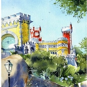 Lisbon Print, Lisbon Cityscape, Travel Sketch, Watercolor Painting, Art ...