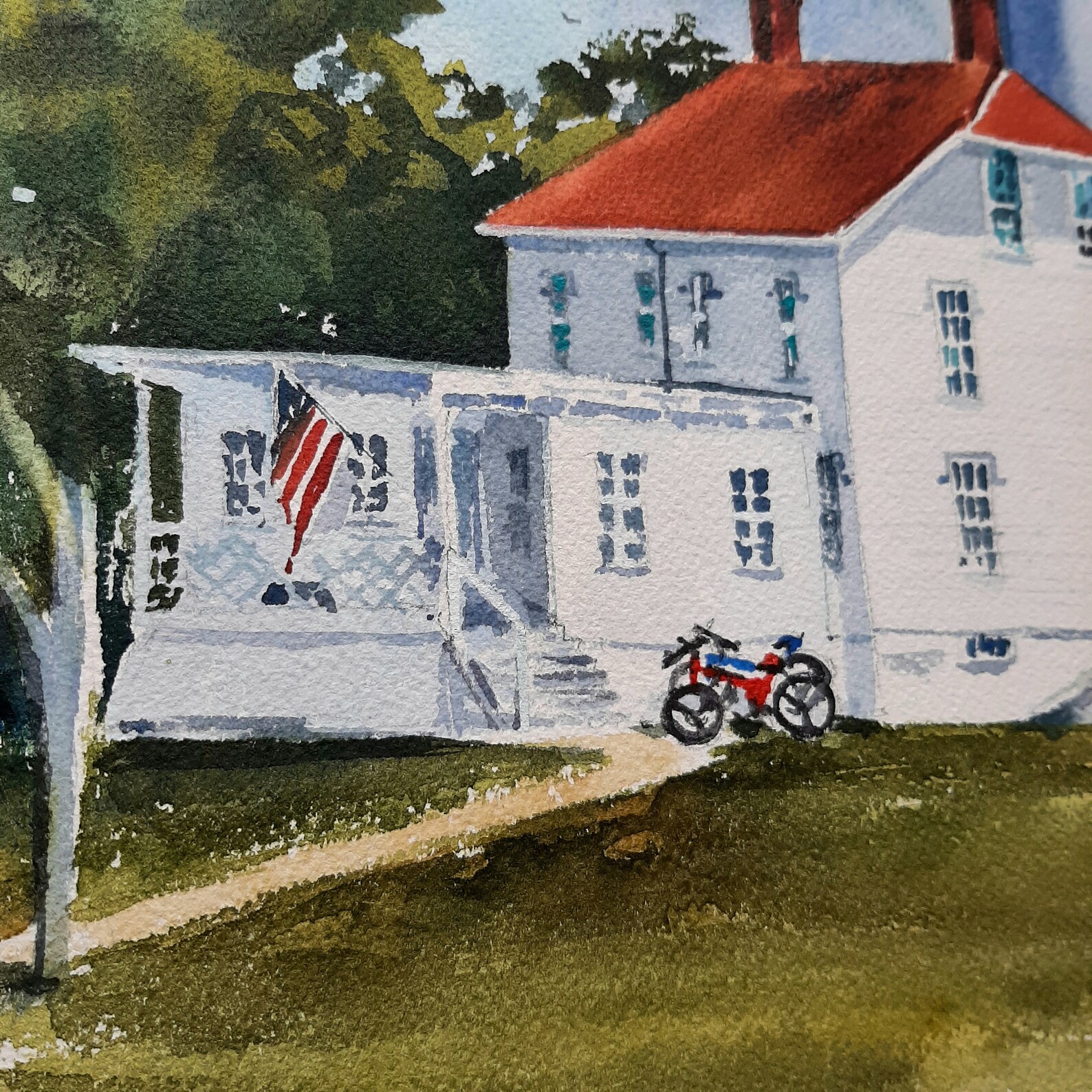 Original Painting, Sandy Hook Lighthouse in New Jersey, Handmade ...