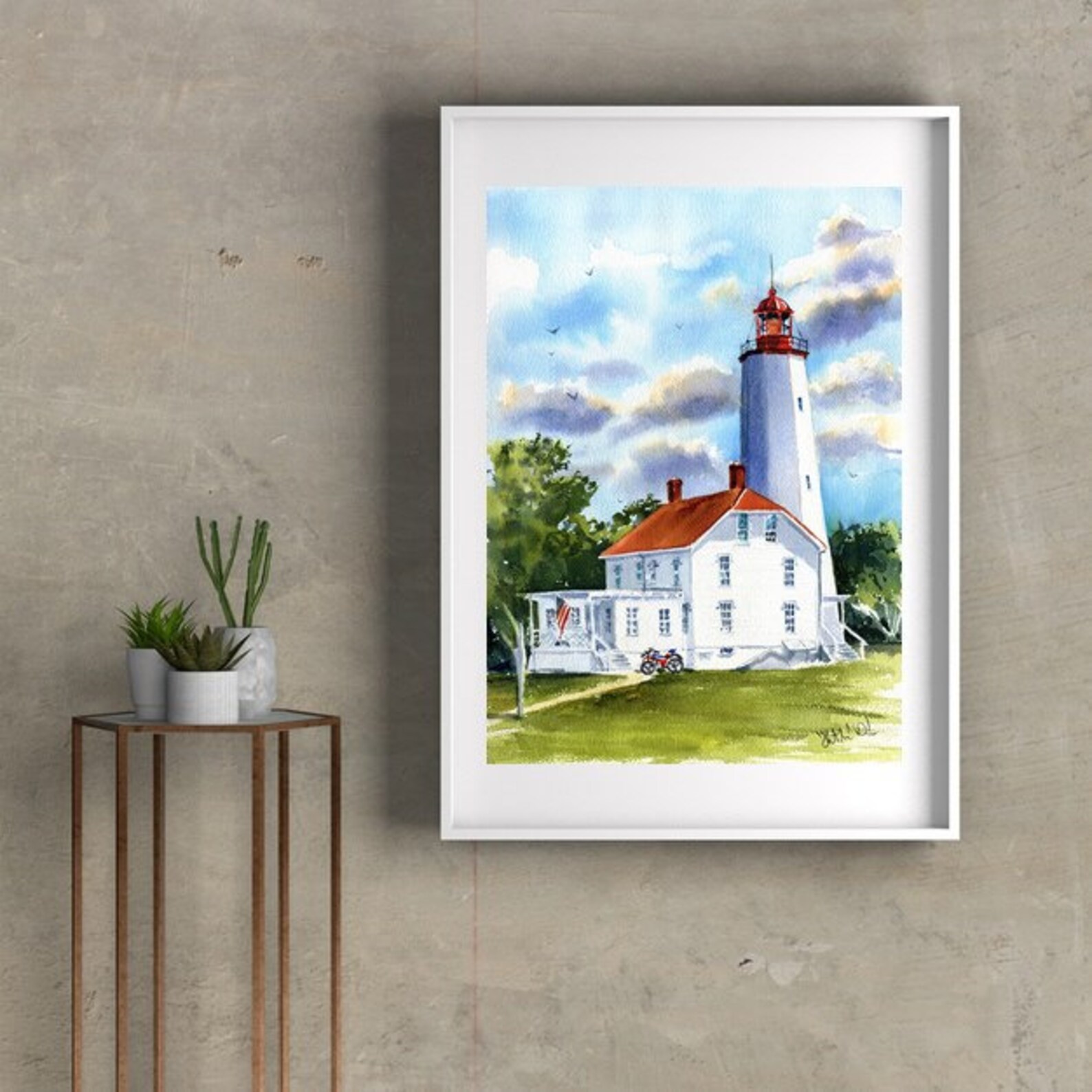 Original Painting, Sandy Hook Lighthouse in New Jersey, Handmade ...