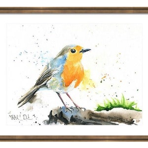 Original European Robin Painting, Handmade Watercolor, Robin Artwork ...