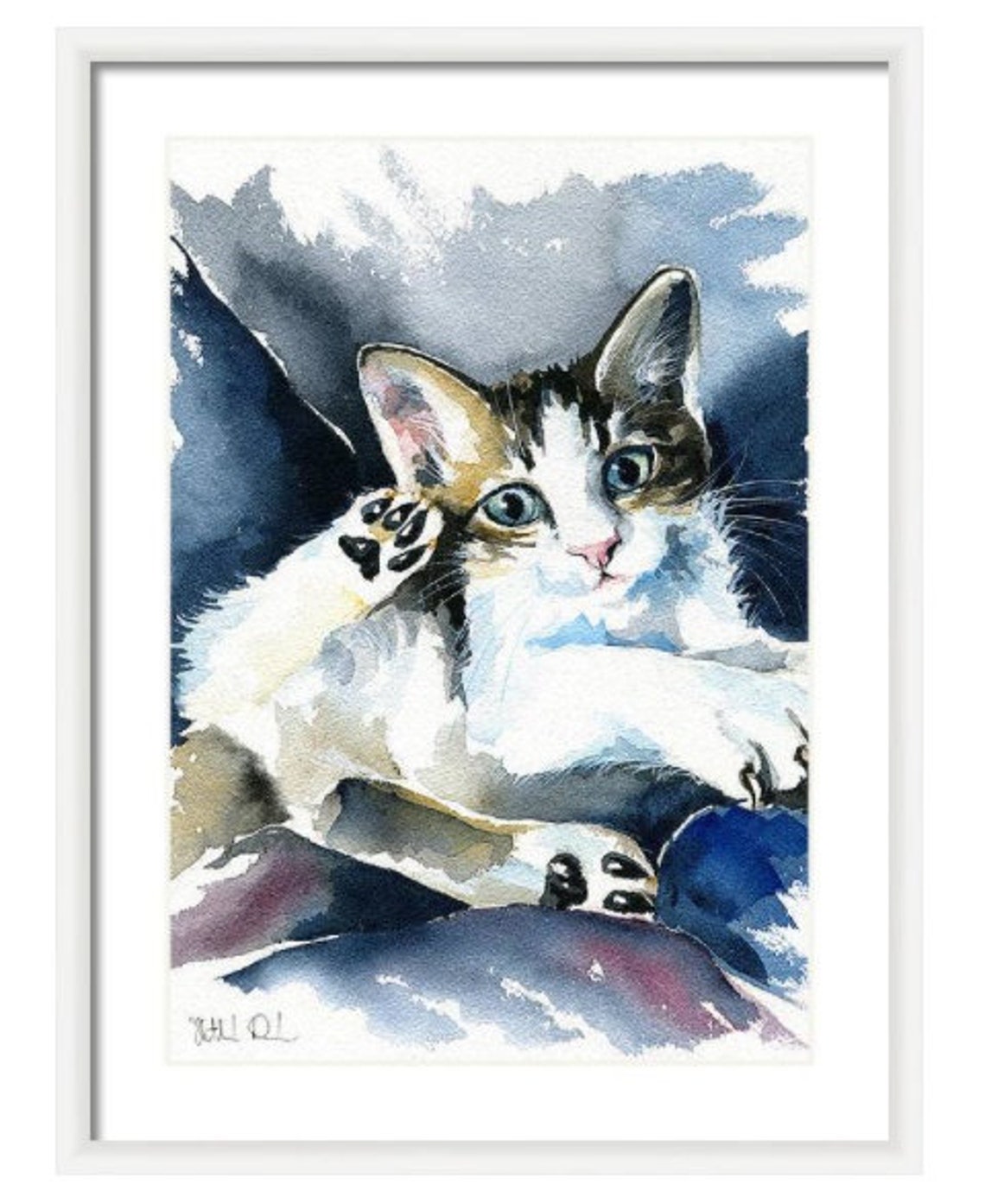 Original Cat Painting Calico Kitten Handmade Watercolor Cat - Etsy