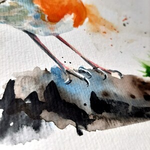 Original European Robin Painting, Handmade Watercolor, Robin Artwork ...