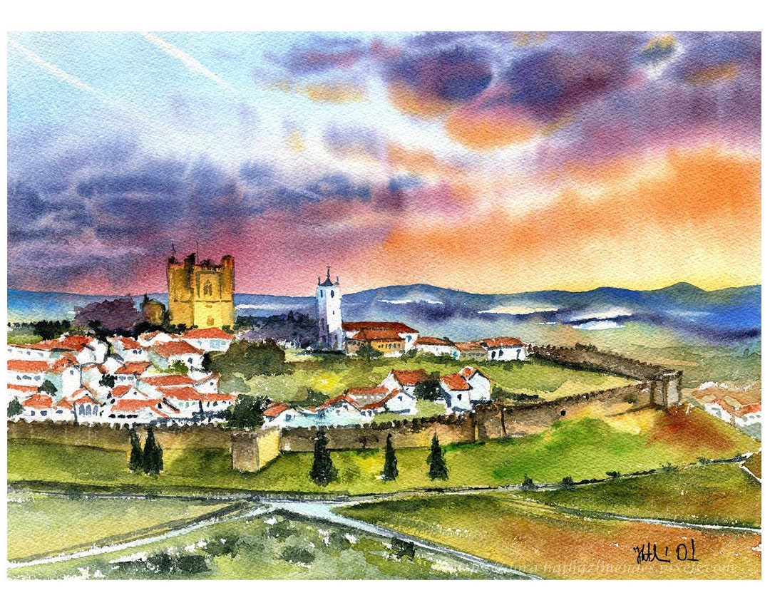 Original Portugal Paintings | Braganca Medieval Town | Handmade ...
