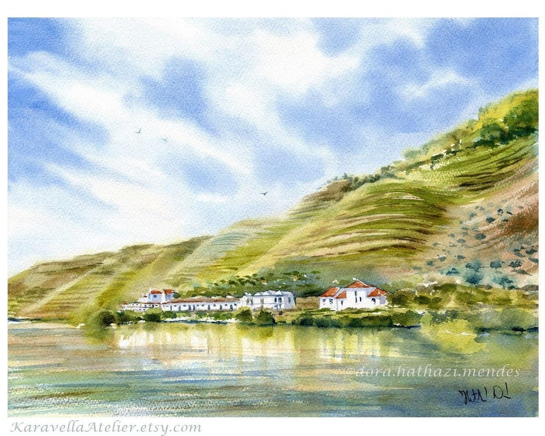 Original Portugal Douro Valley Painting, Handmade Watercolor Art ...