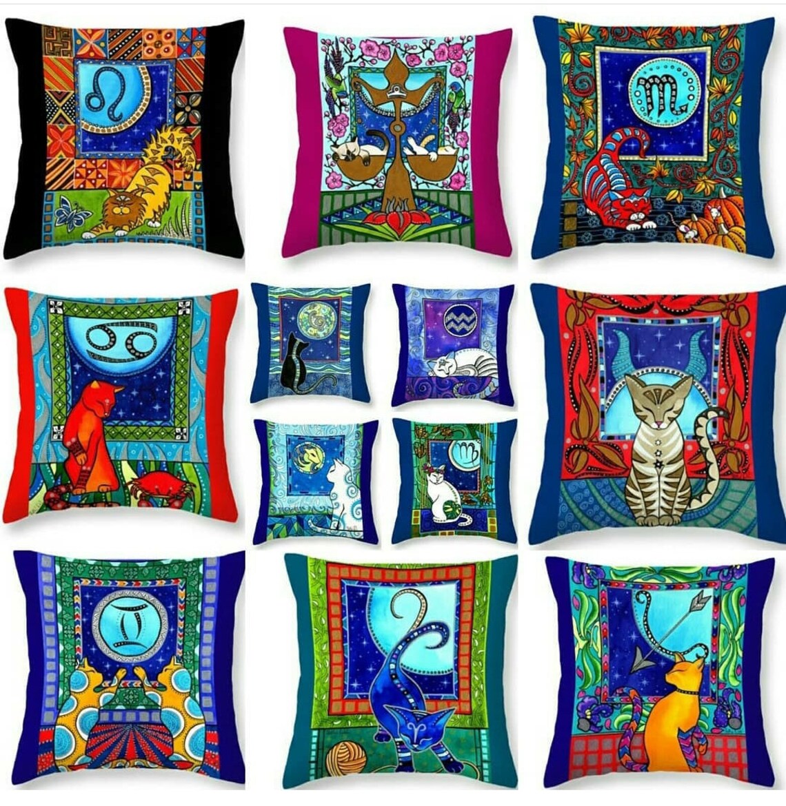 Original Sagittarius Cat Zodiac Painting: Ginger Cat Art, Colorful ...