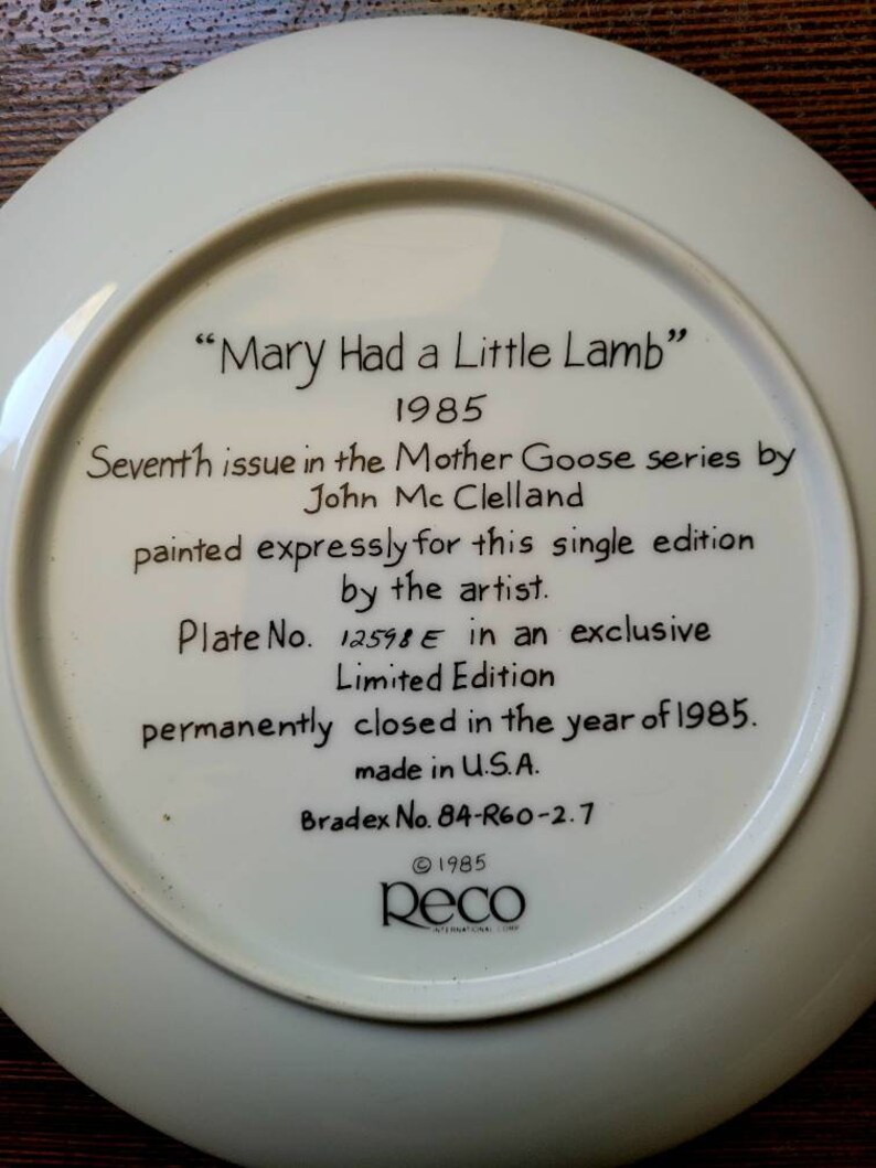 Mary Had a Little Lamb, Jack and Jill and Ba Ba Black Sheep Collectable ...