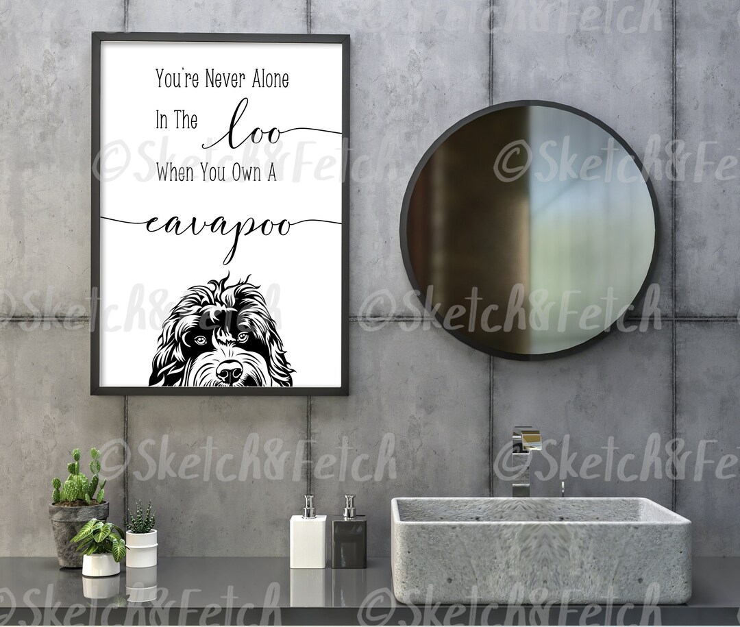 Cavapoo Bathroom Print | Cavapoo Lover | Dog Print | Dog Gift | Dog ...