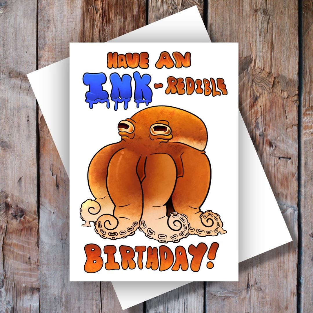 Octopus Pun Birthday Card! Have an Ink-redible Birthday! Size A5 - Etsy