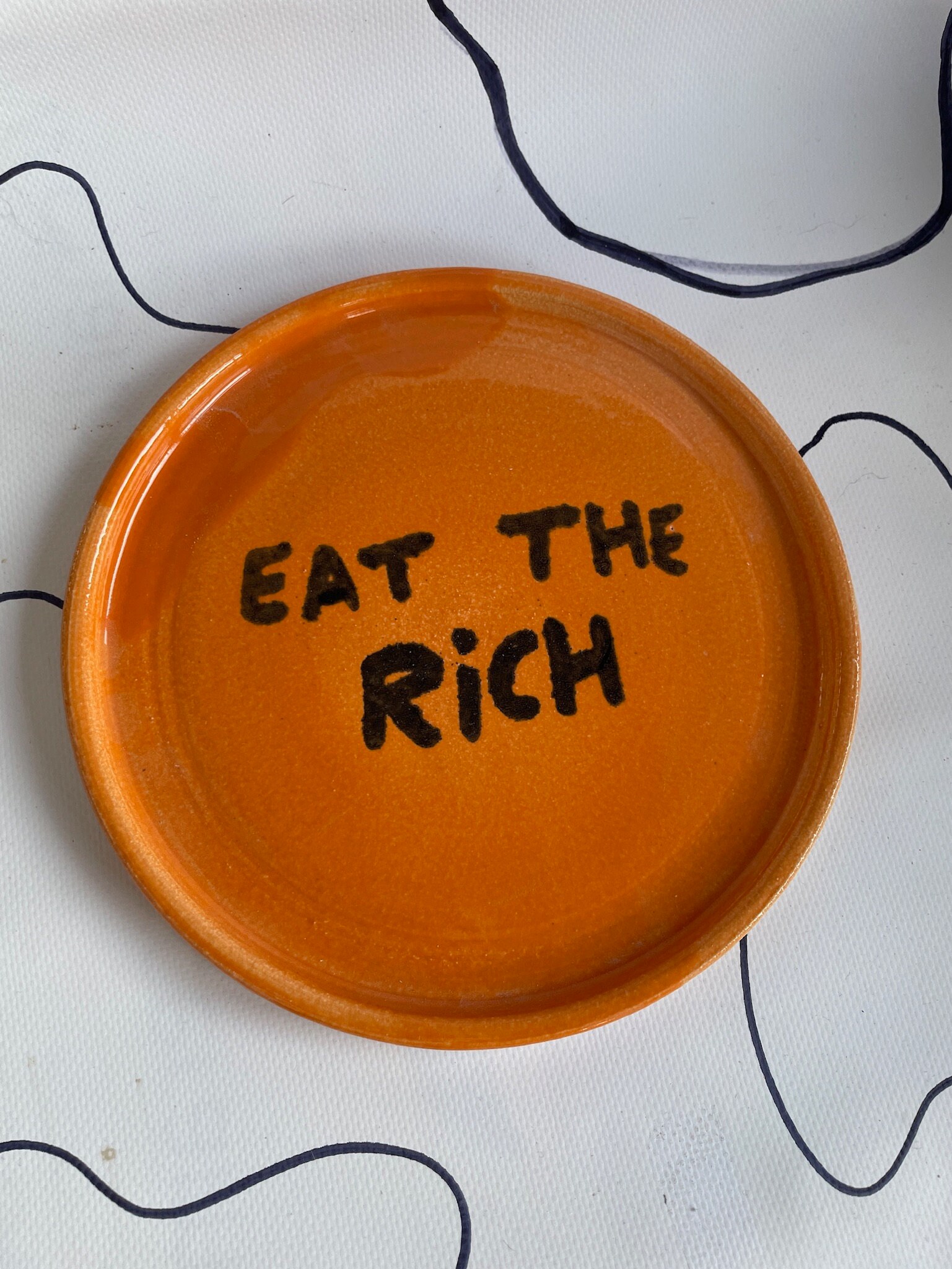 Eat the Rich Plate, Handmade Ceramic Dish, Hand Thrown Side Plate ...
