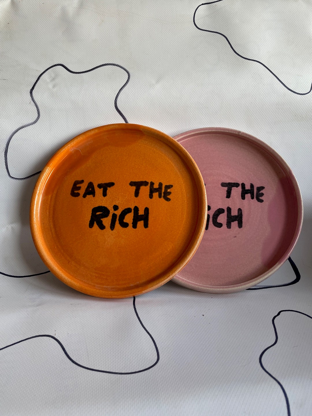 Eat the Rich Plate, Handmade Ceramic Dish, Hand Thrown Side Plate ...