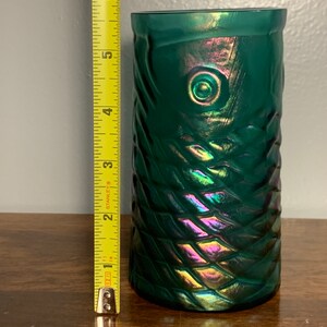 Signed 2004 Iridescent John Cook Carnival Glass Turquoise Blue Koi Fish ...