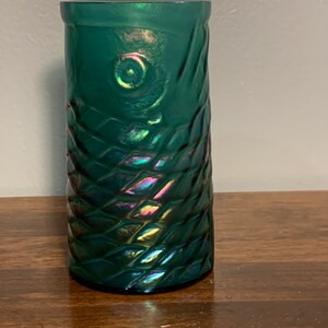 Signed 2004 Iridescent John Cook Carnival Glass Turquoise Blue Koi Fish ...