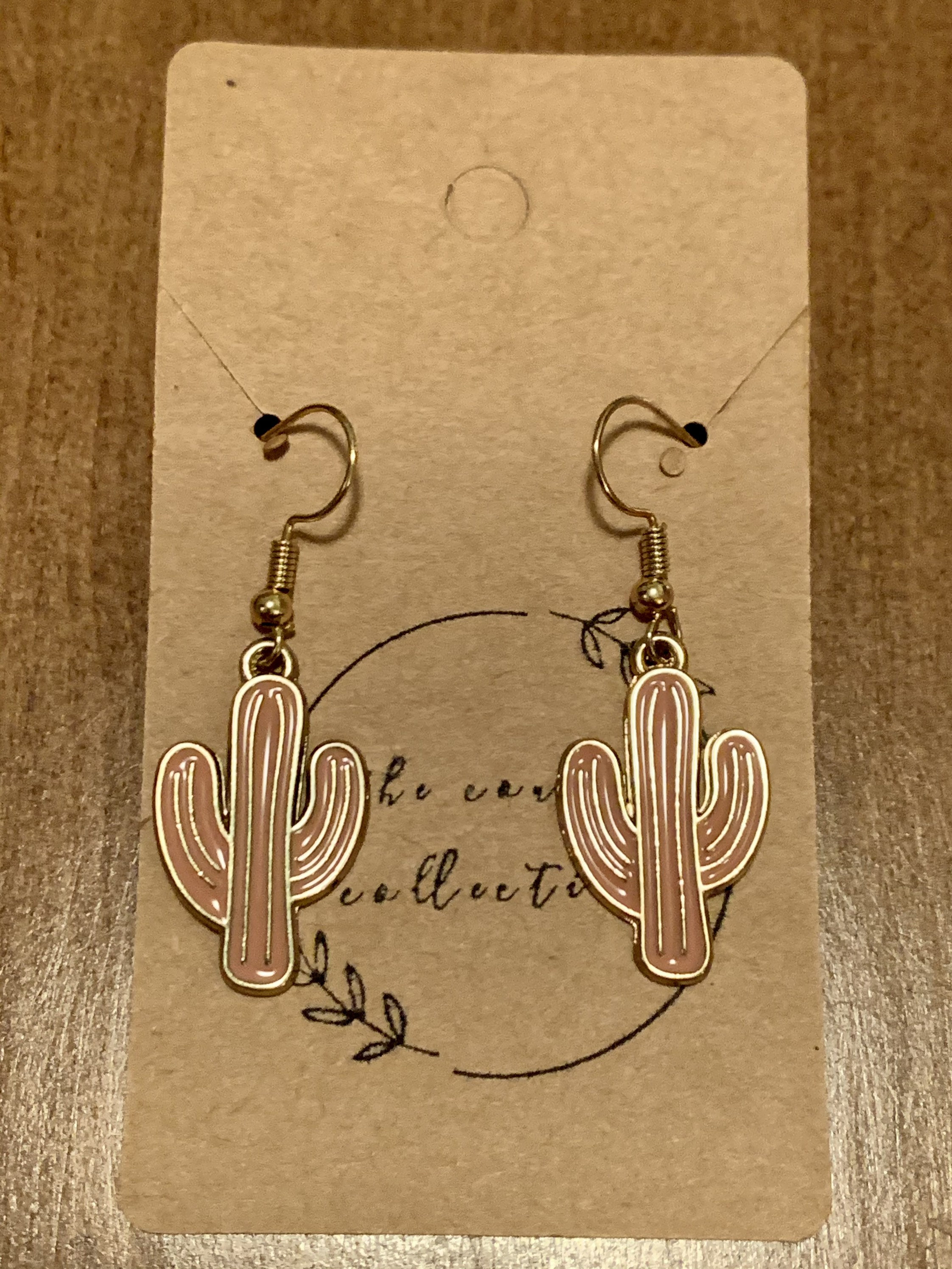 Gold Toned Saguaro Cactus Enamel Dangle Earrings - Etsy