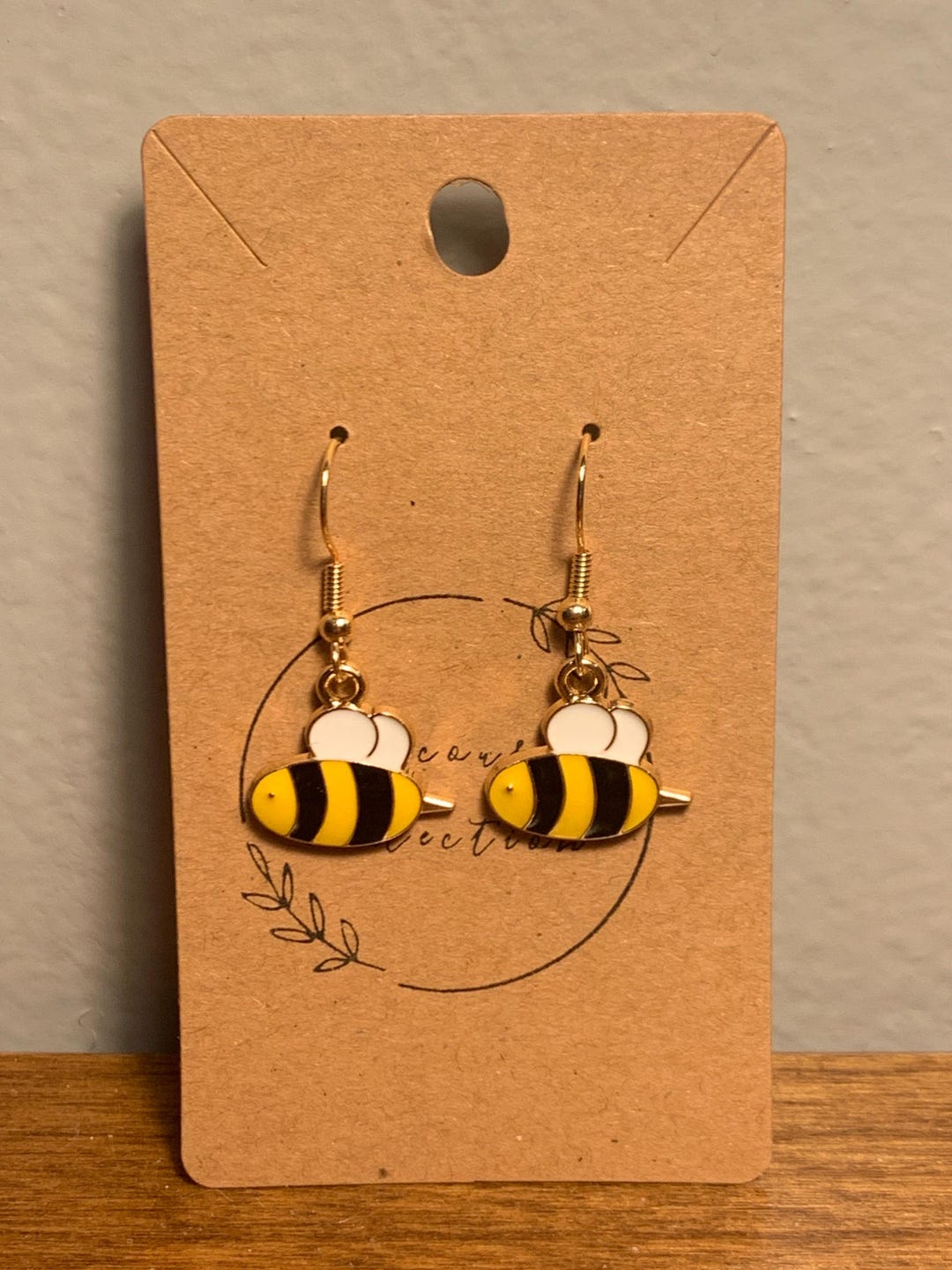 Gold Toned, Black and Yellow Buzzy Bumblebee Bee Earrings, Bumblebee ...