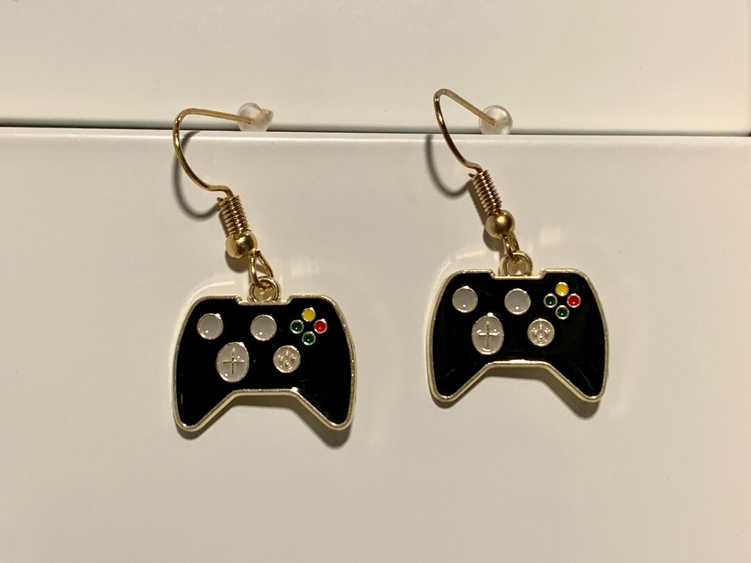 Gold Toned Game Controller Gamer Nintendo Xbox Dangly Earrings - Etsy