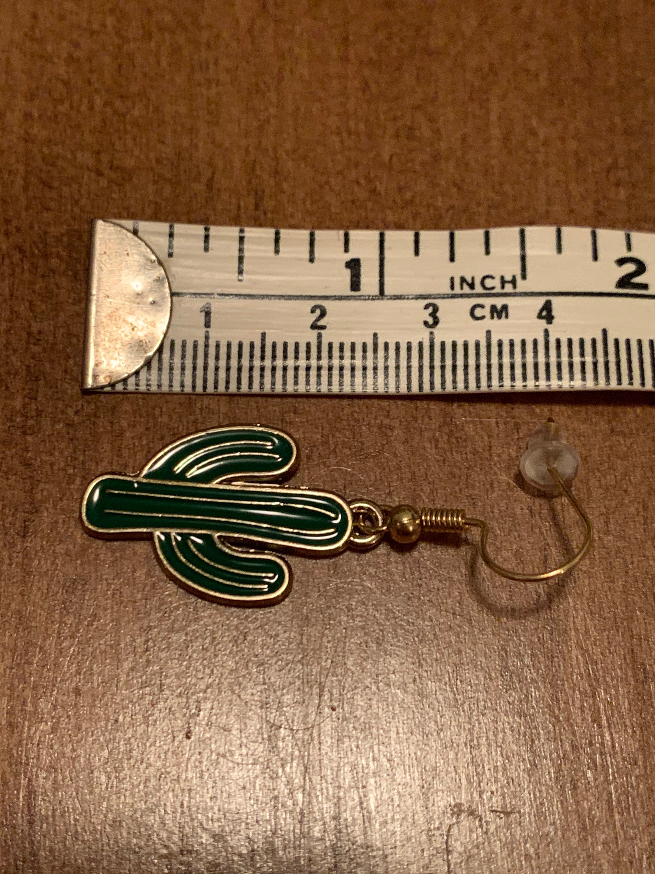 Gold Toned Saguaro Cactus Enamel Dangle Earrings - Etsy