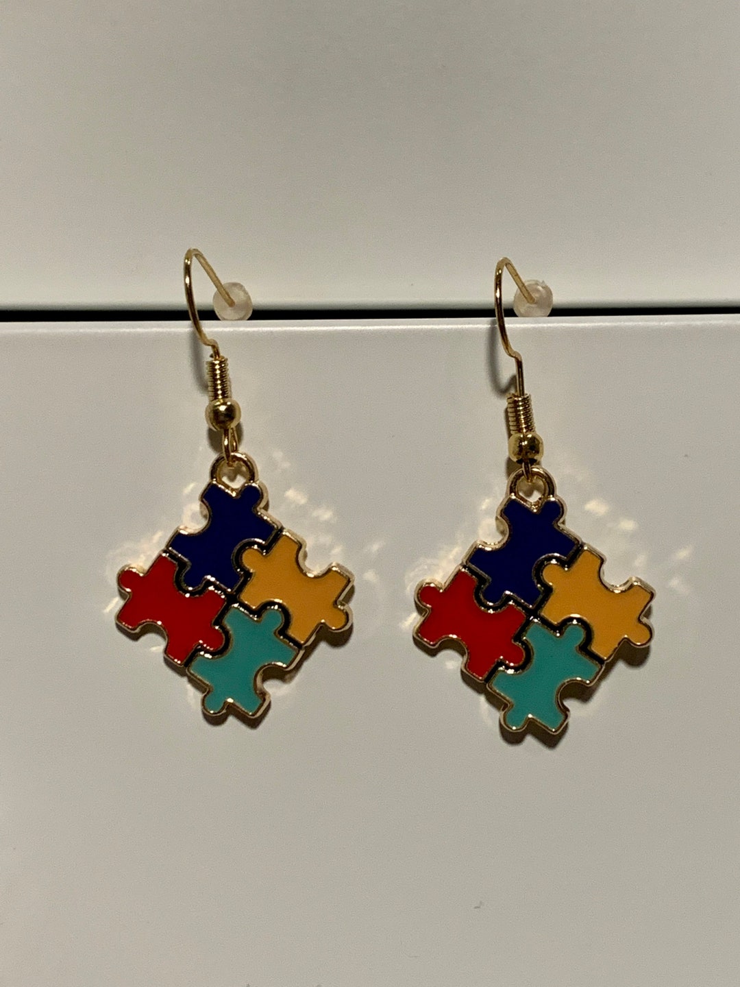 Gold Toned Autism Awareness Autistic Puzzle Piece Earrings Jewelry - Etsy