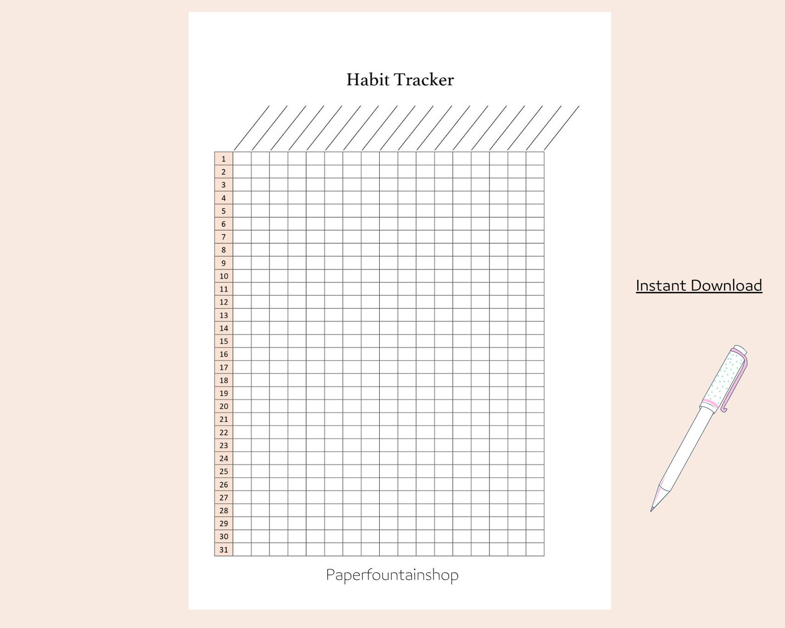 Monthly Habit Tracker Daily Habit Tracker Printable Habit - Etsy