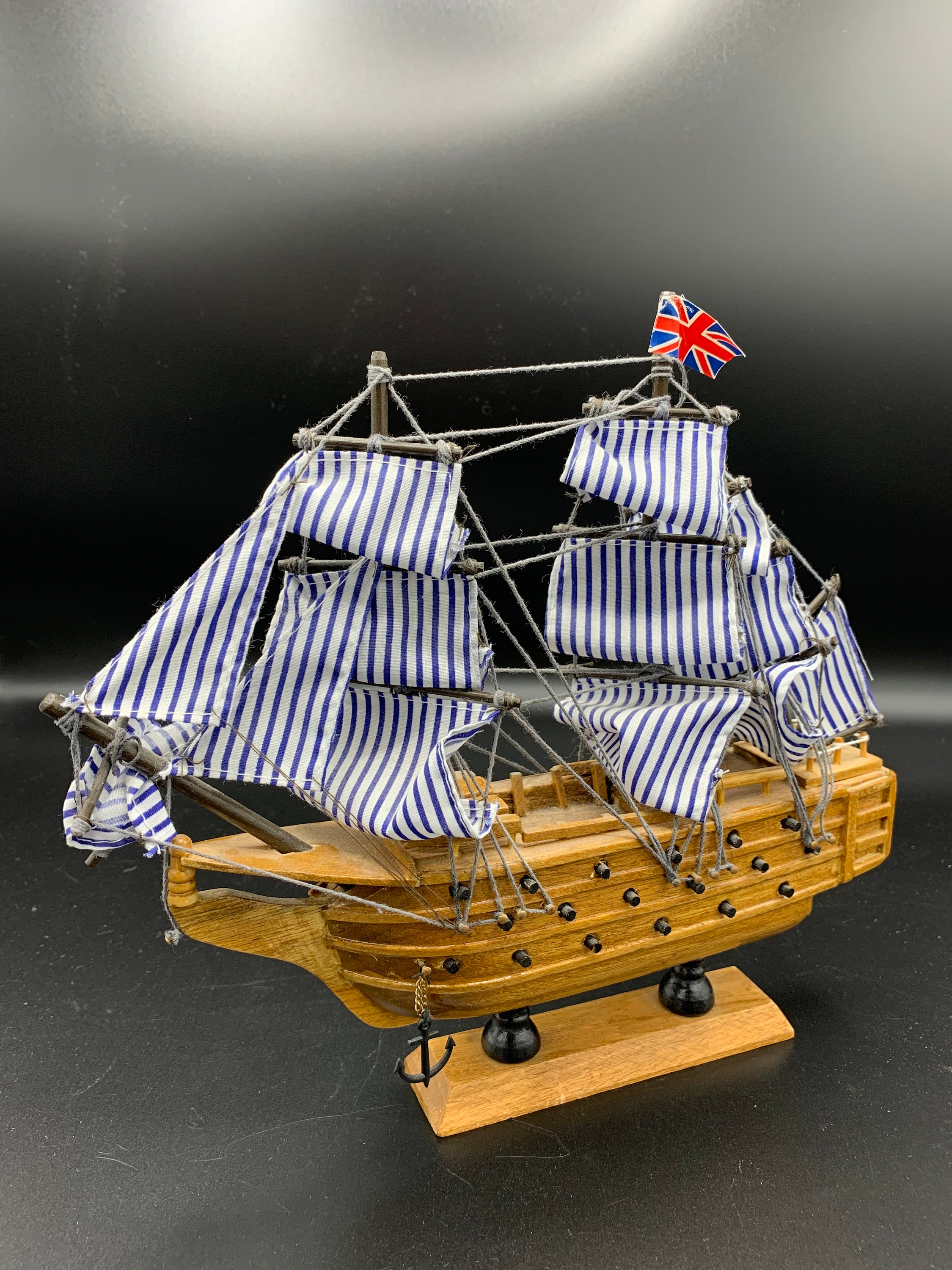 Blue and White Striped Sail Model Ship With Union Jack - Etsy