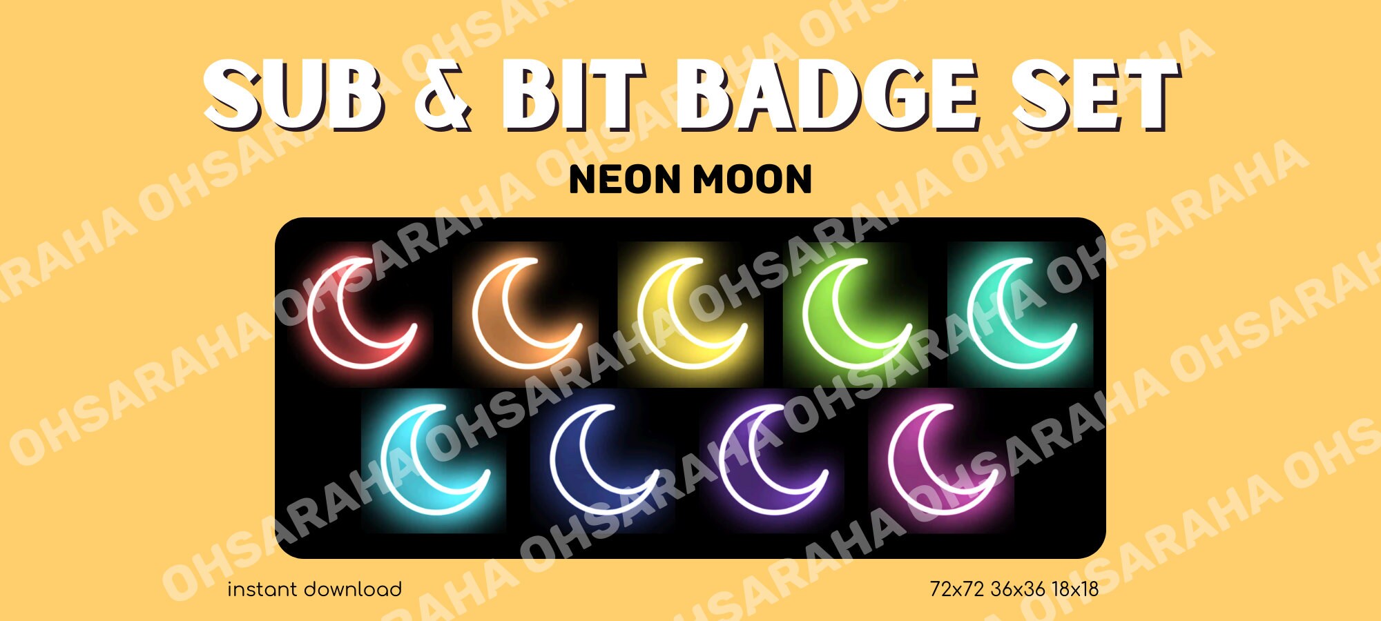Twitch Sub Badges / Bit Badges / Neon Moon Collection / Neon / - Etsy