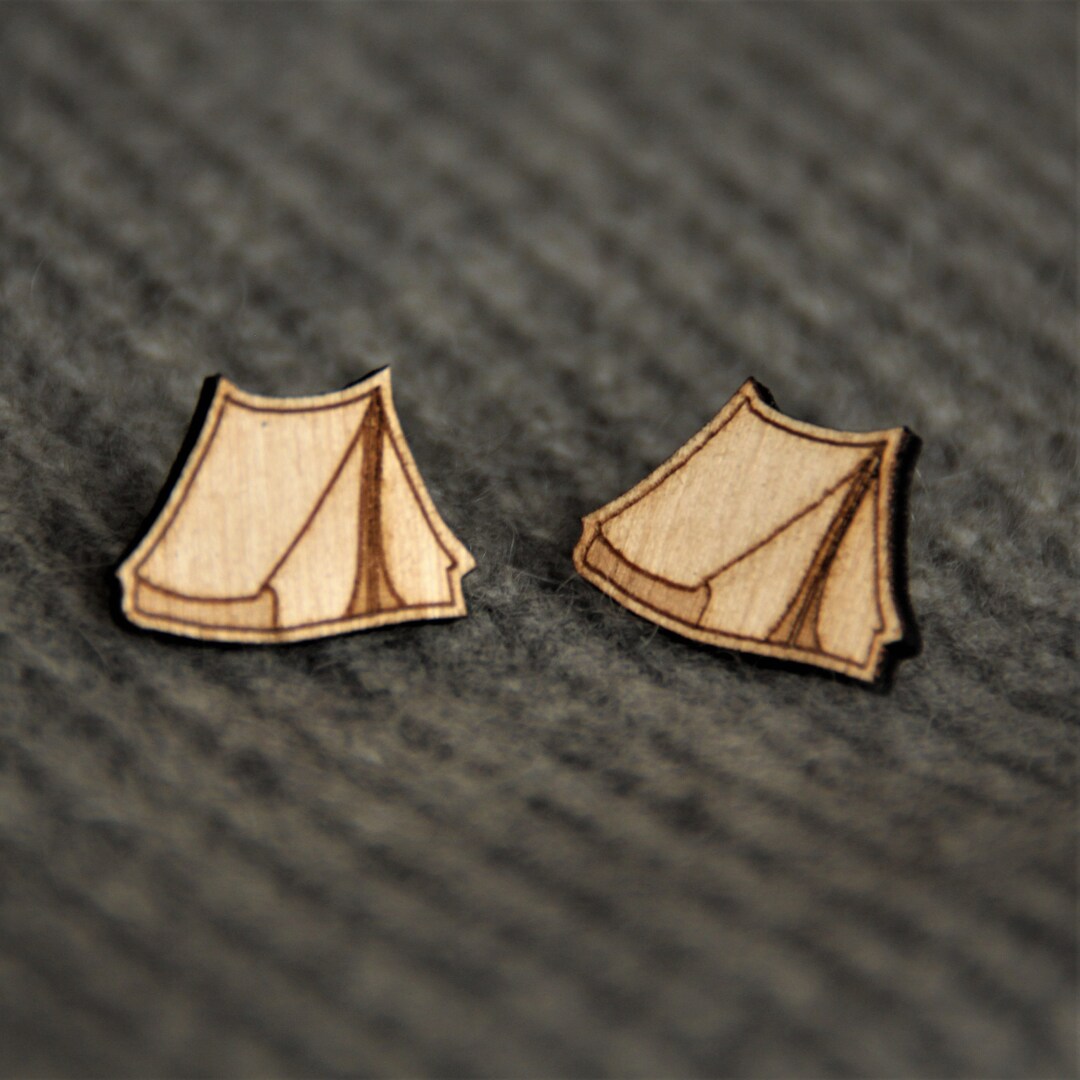 Tent Stud Earrings Retro Wooden Camping Tent Earrings - Etsy