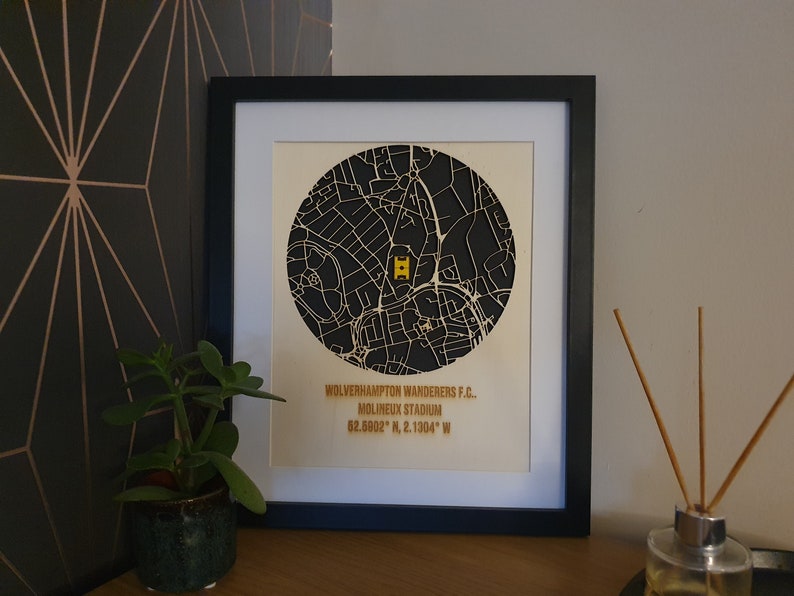 Wooden Molineux Stadium Map Wolverhampton Wanderers FC Map Wood Cut ...