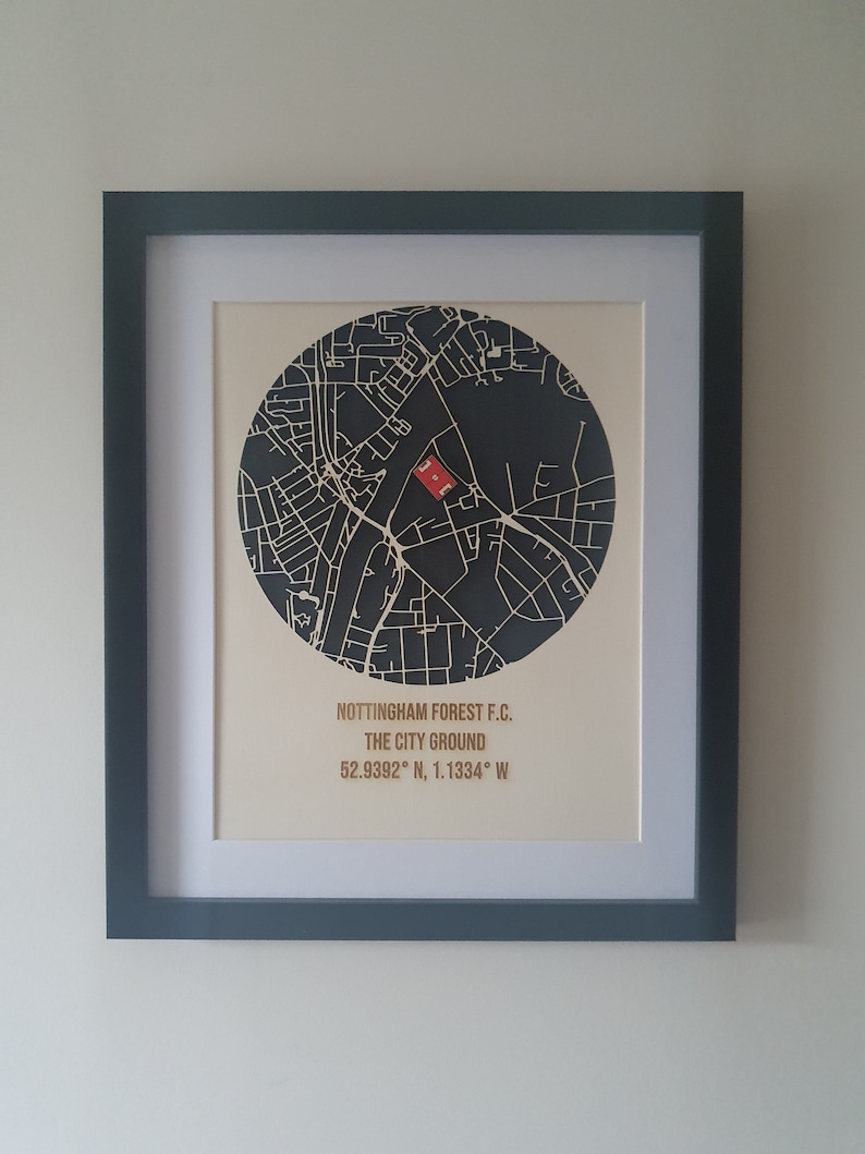 Wooden City Ground Stadium 3D Map Nottingham Forest FC Map Wood Cut ...