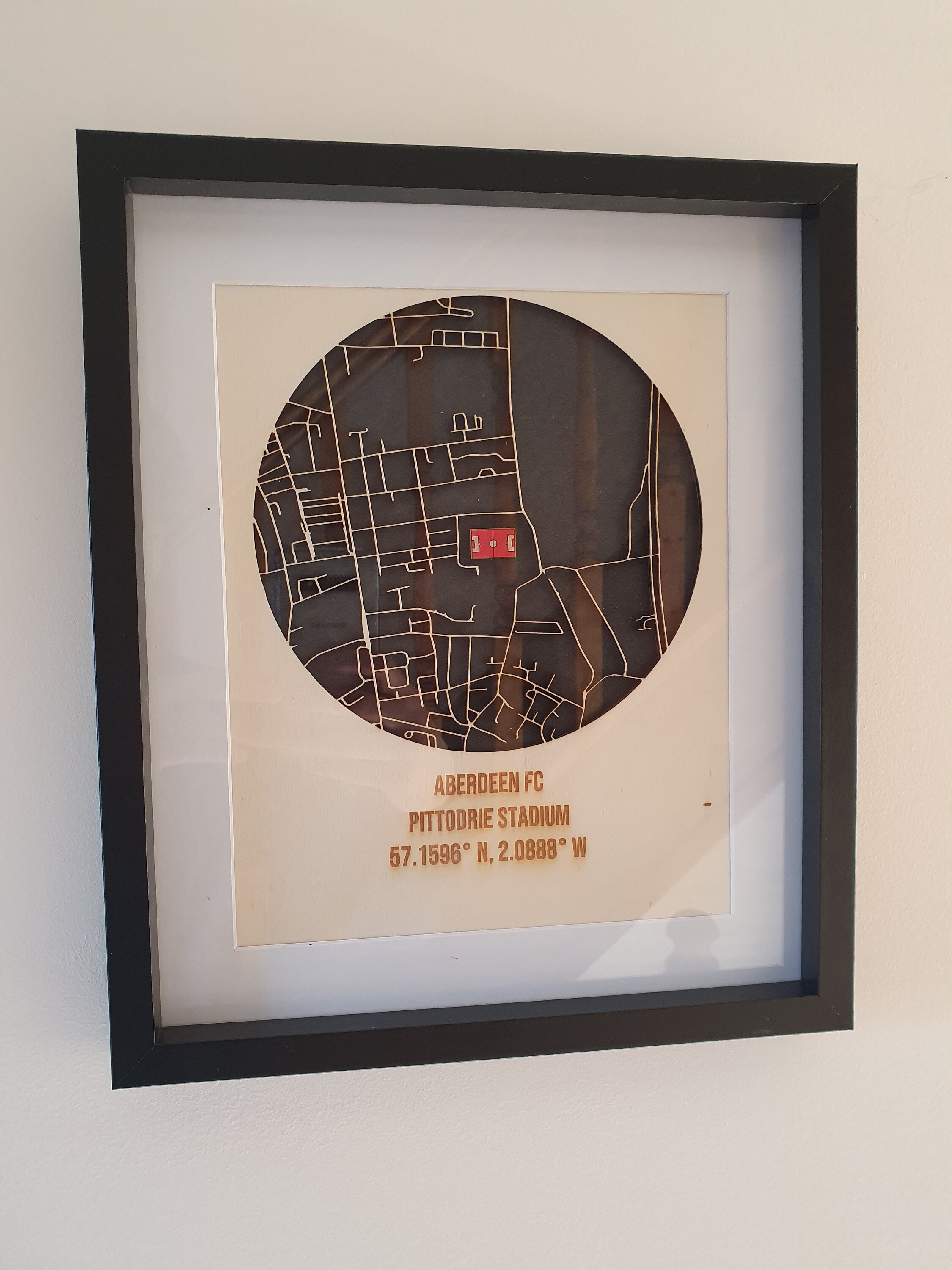 Wooden Pittodrie Stadium 3D Map Aberdeen FC Map Wood Cut Football ...