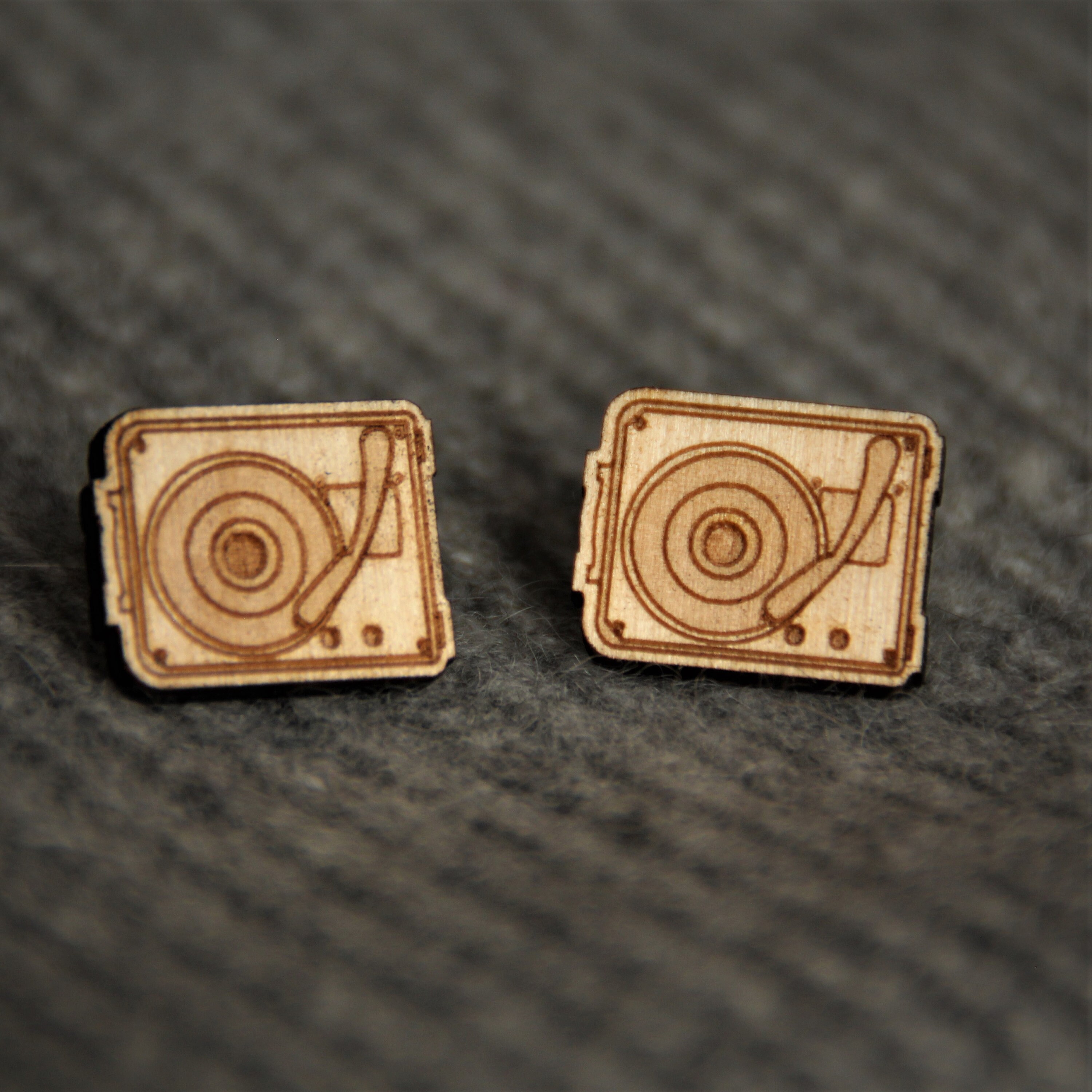 Record Player Stud Earrings Retro Style Music Turntable - Etsy